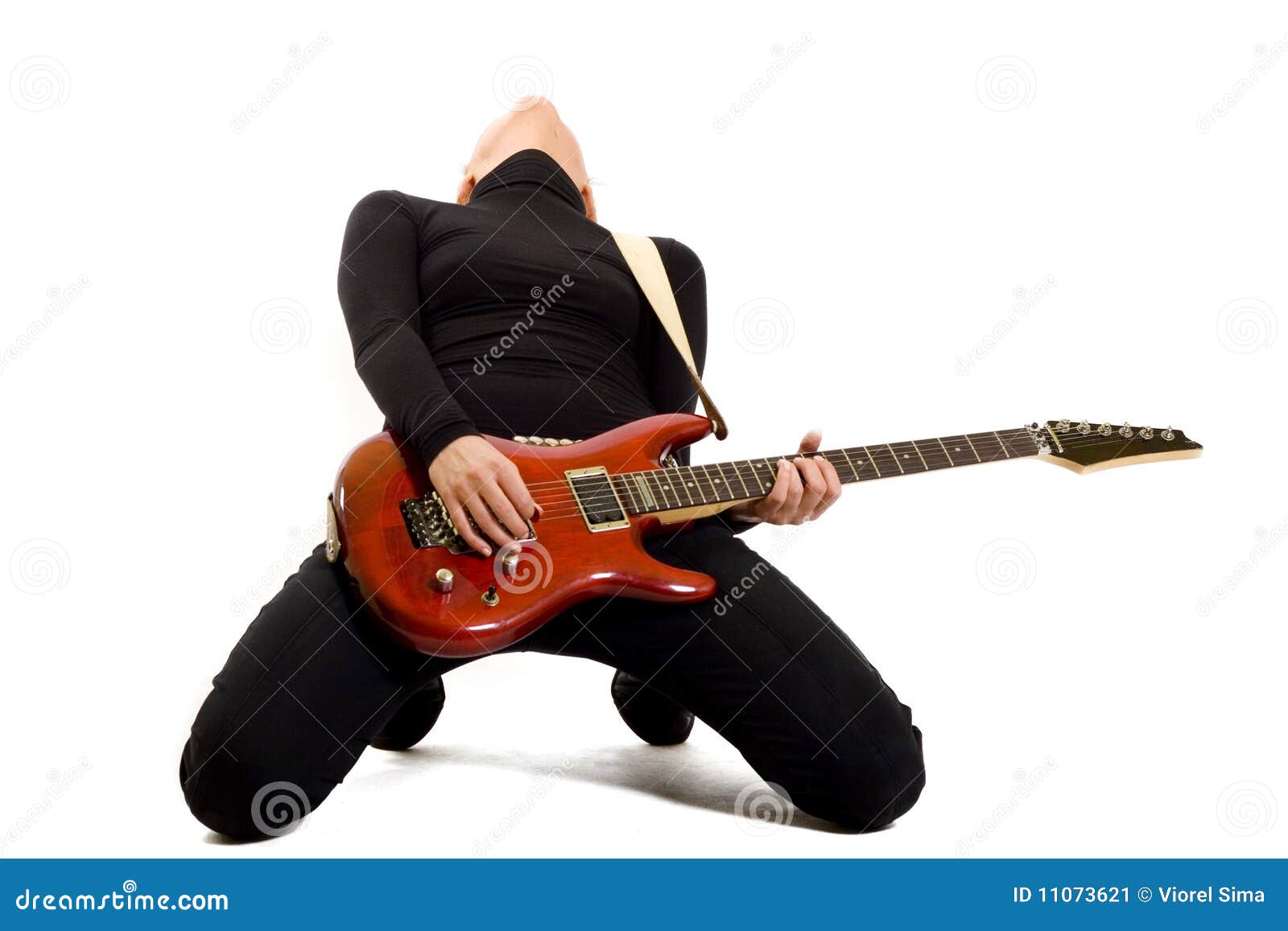 Woman Guitarist Playing Her Guitar Stock Image - Image of jeans, music ...