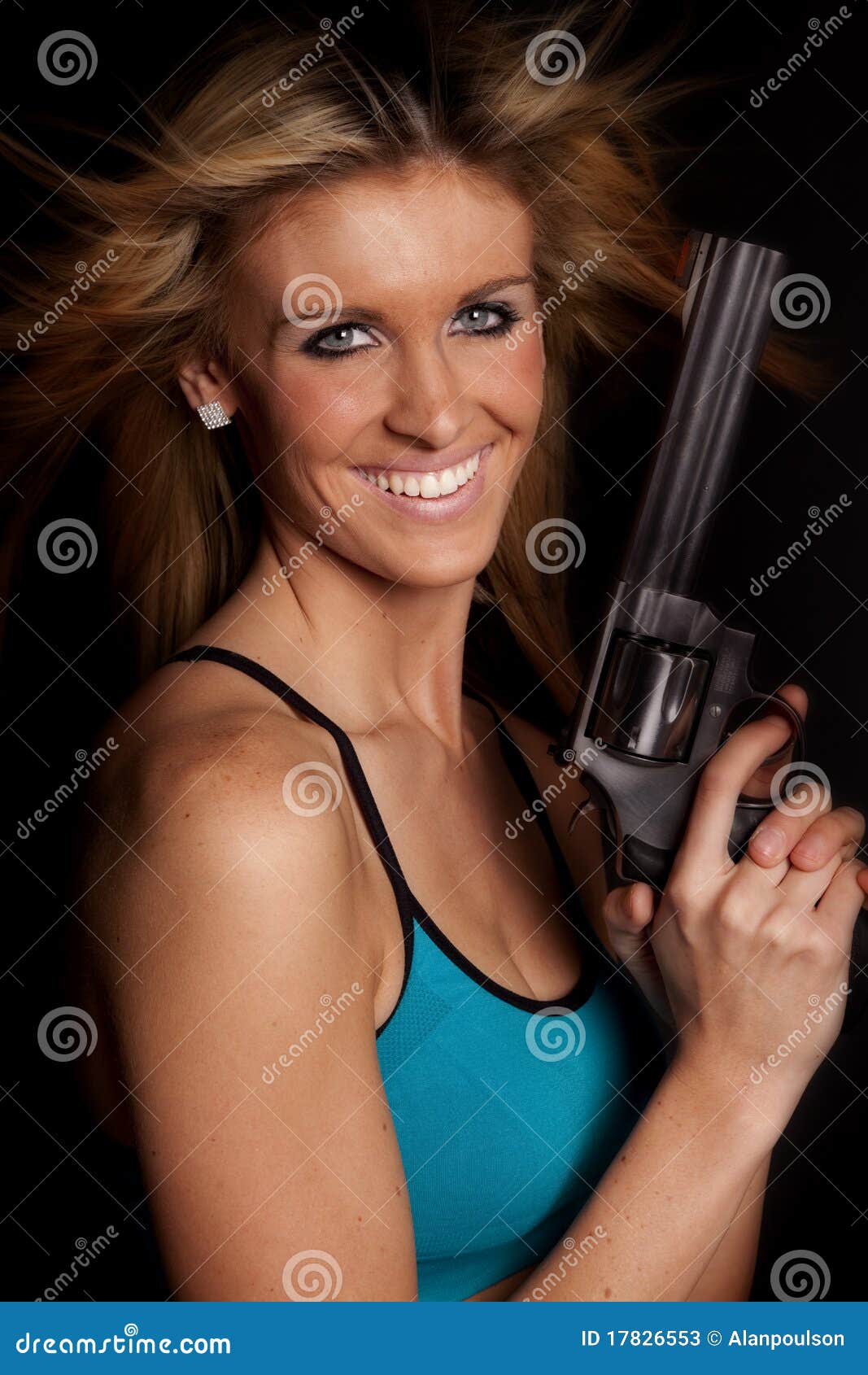 Woman gun big smile stock image. Image of belly, nutrition - 17826553