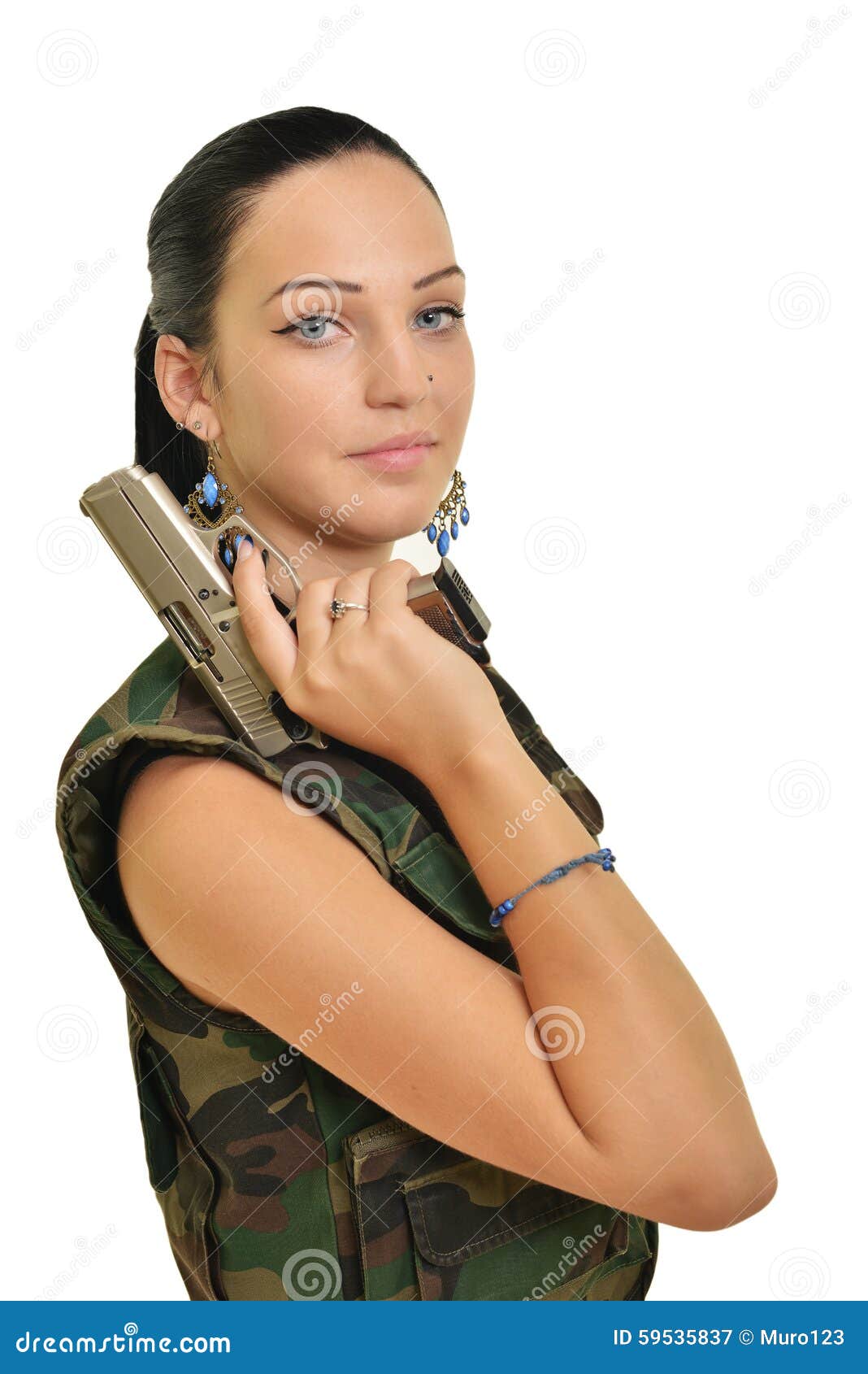 Woman with gun stock image. Image of face, crime, adult - 59535837