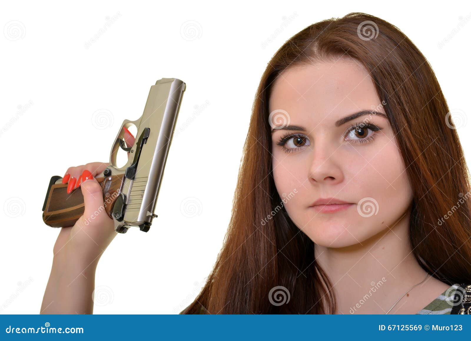 Woman with gun stock image. Image of firearm, black, beautiful - 67125569