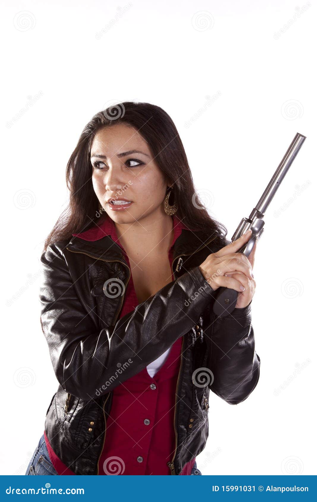 Woman gun protection stock image. Image of girl, beautiful - 15991031