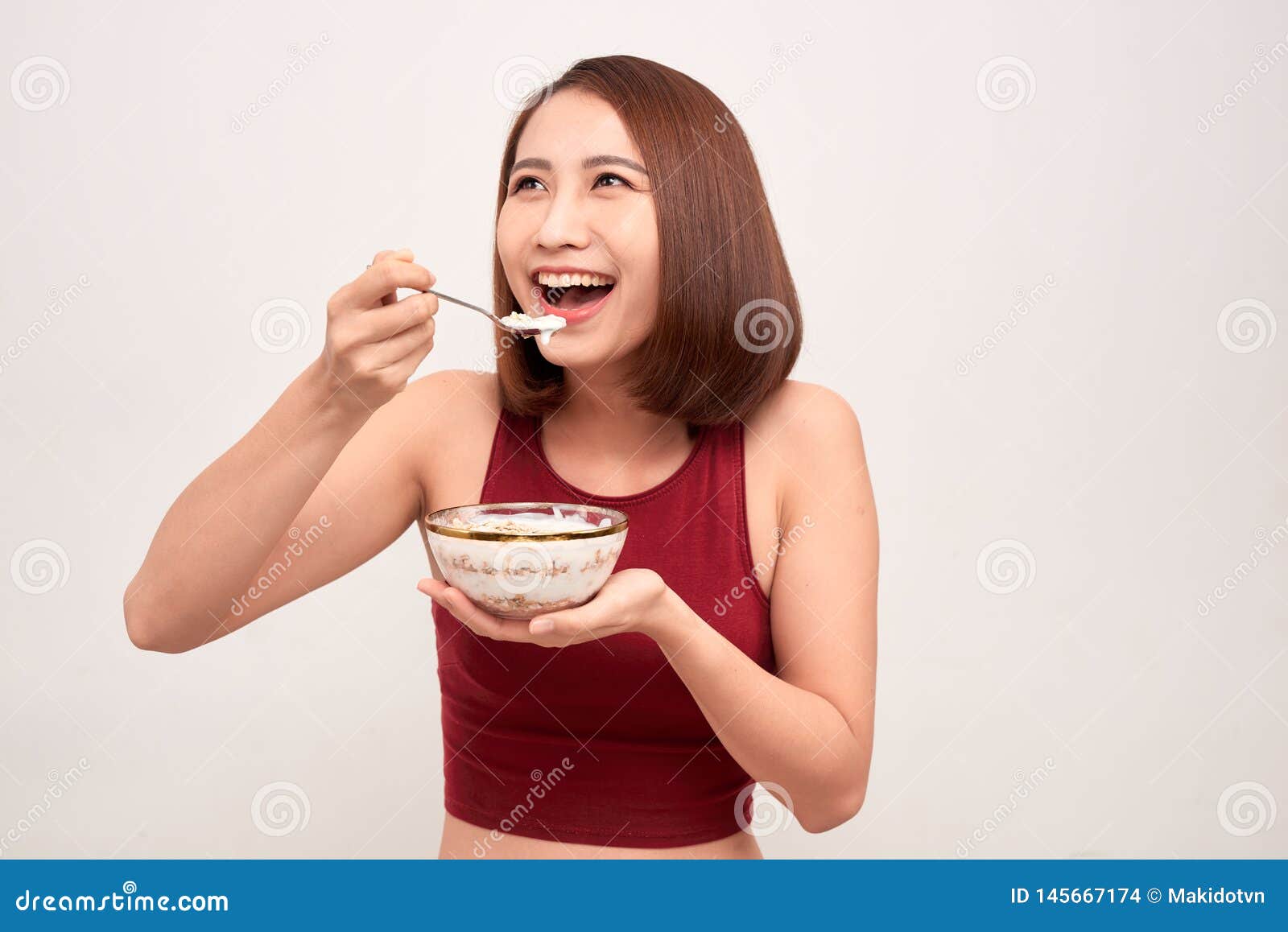 Woman in Gym Eating Healthy after Exercise Stock Photo - Image of nice ...