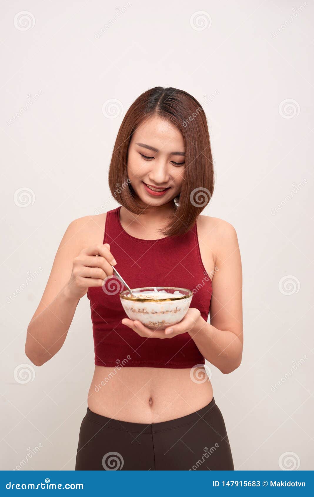 Woman in Gym Eating Healthy after Exercise Stock Image - Image of girl ...