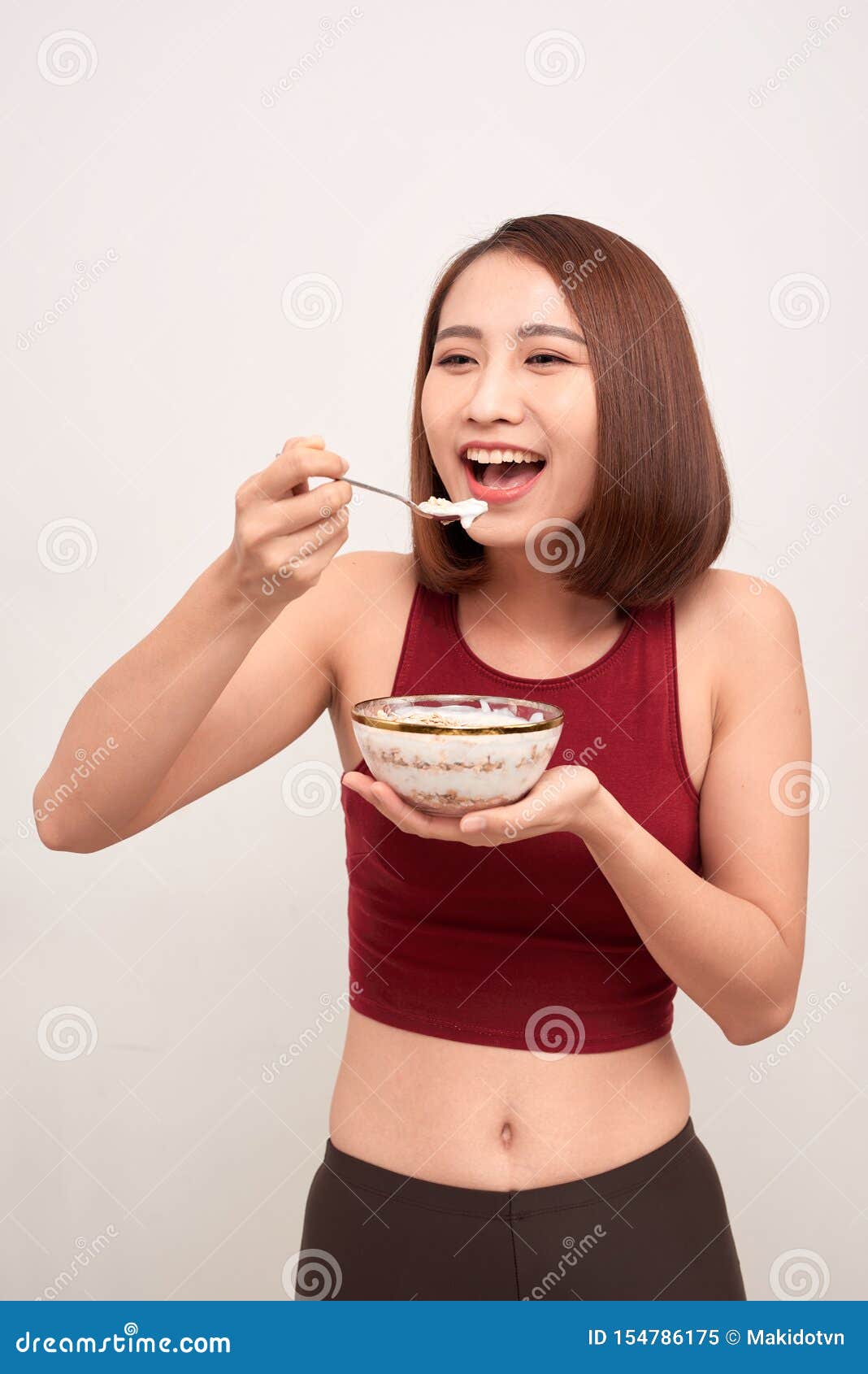 Woman in Gym Eating Healthy after Exercise Stock Image - Image of ...