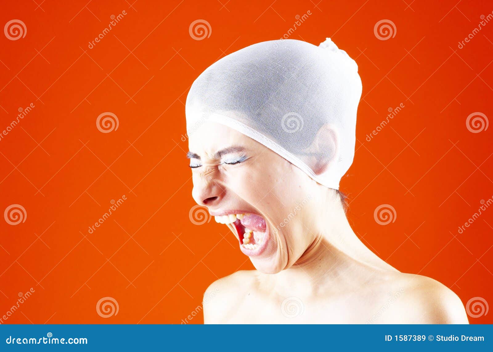 Woman with Hair Covered - Screaming 6 Stock Image - Image of covered ...