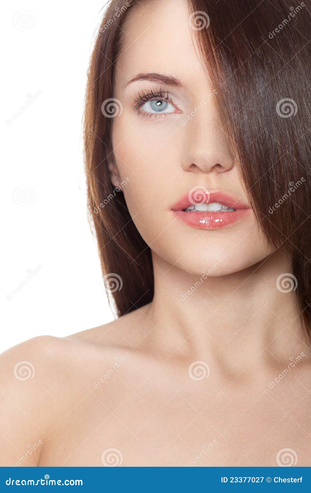 Woman with hair on eye stock image. Image of perfect - 23377027