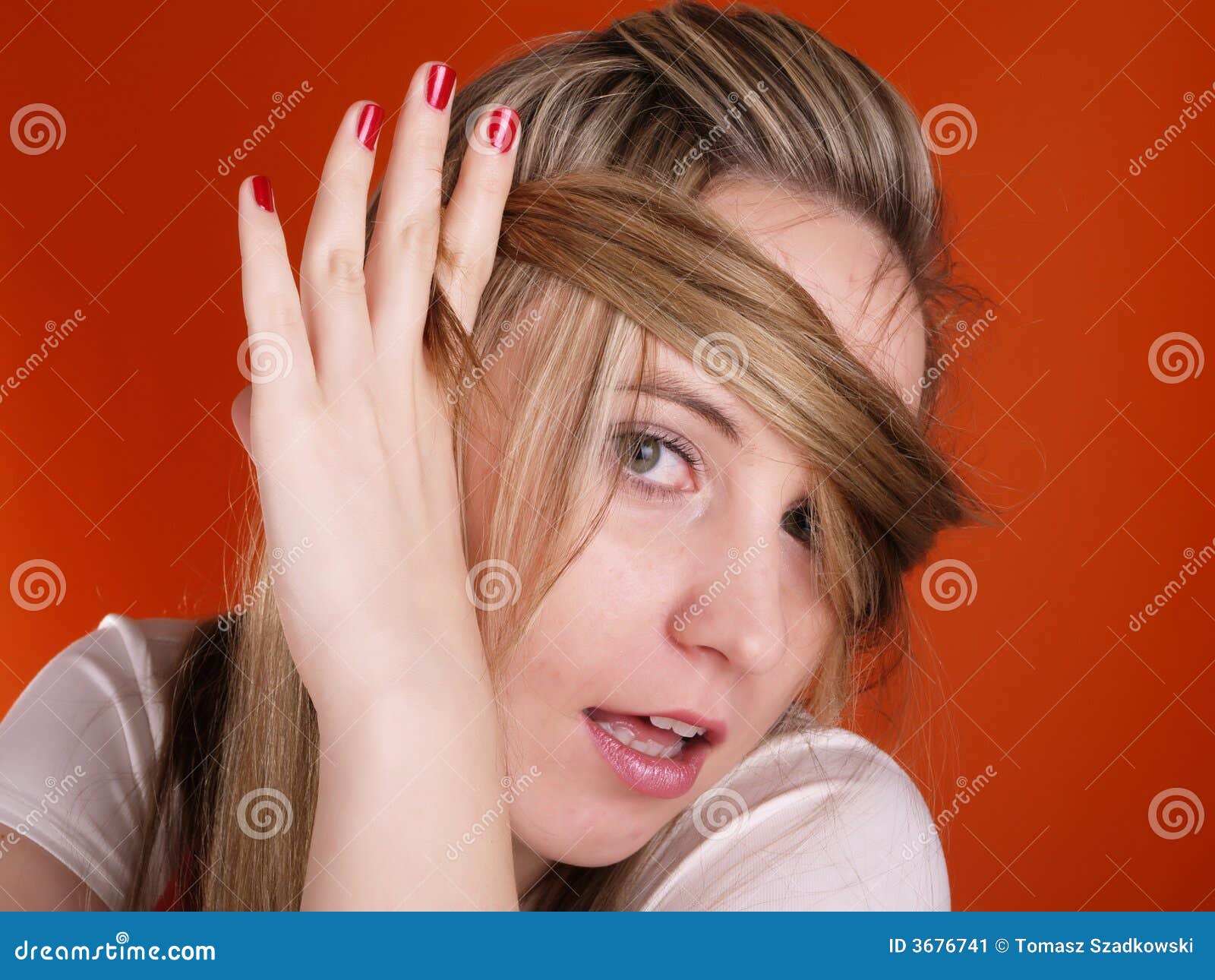 Woman with Hair Over Her Face Stock Image - Image of glamor, face: 3676741