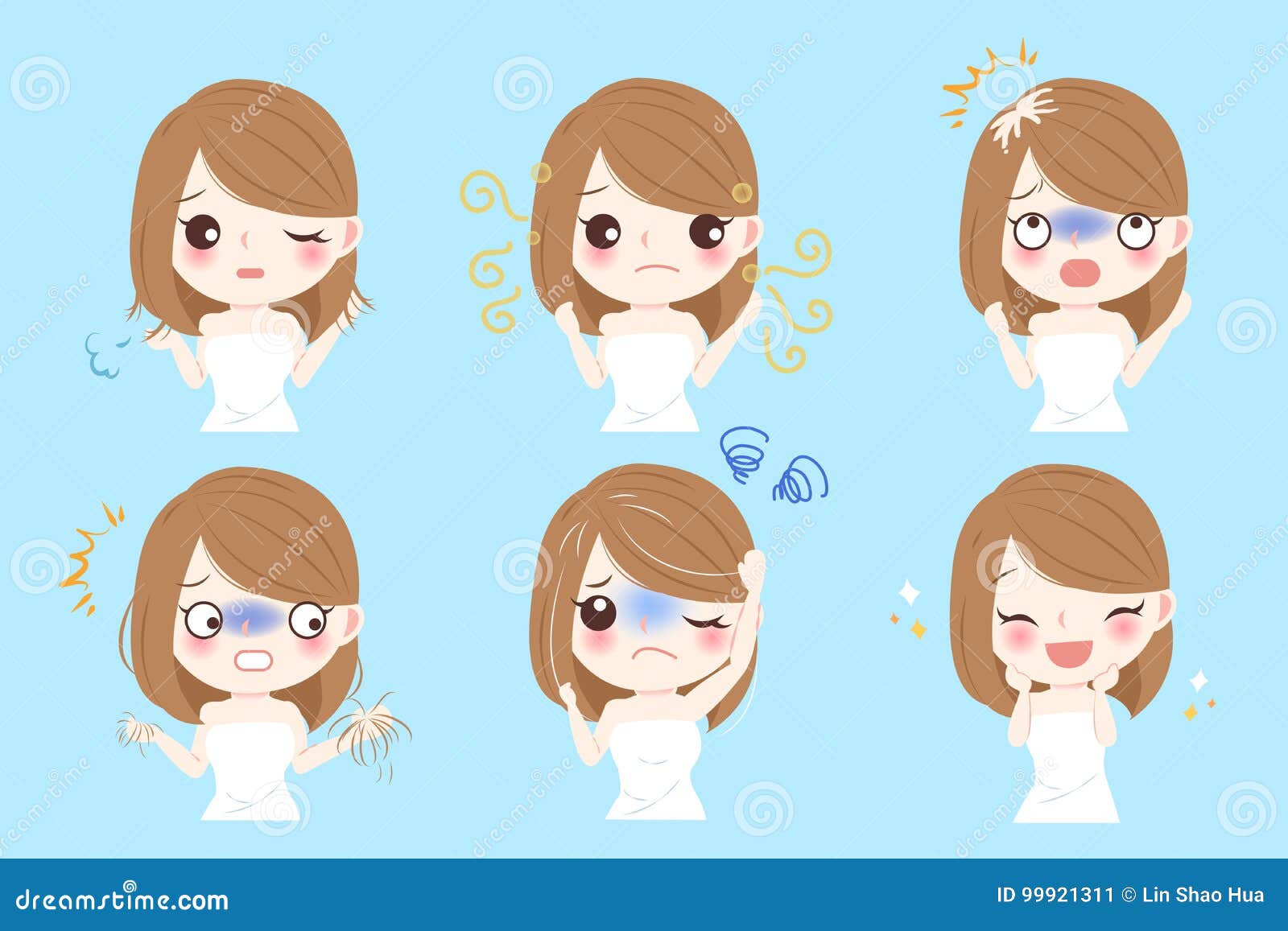 Woman with hair problem stock illustration. Illustration of female ...