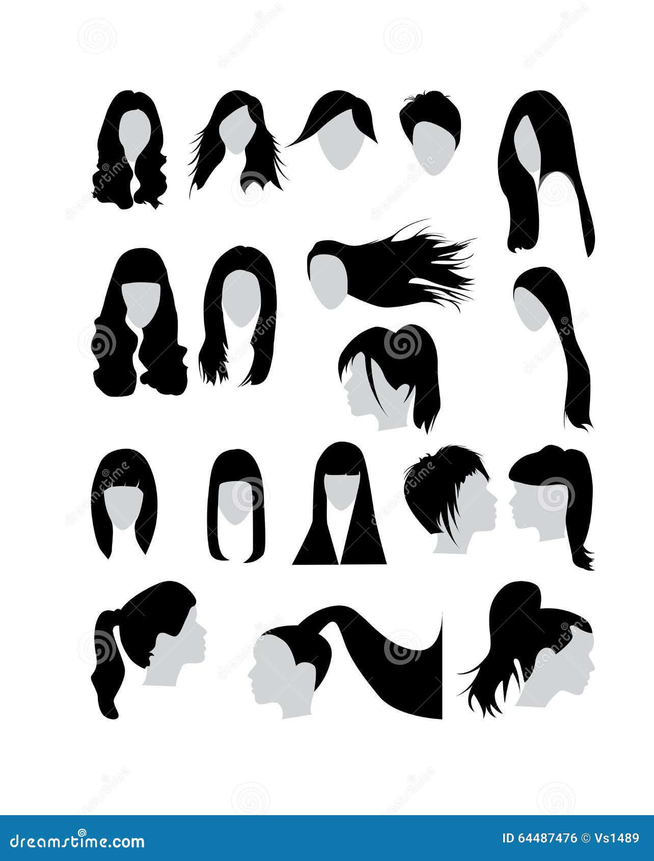 Woman hair vector set stock vector. Illustration of portrait - 64487476