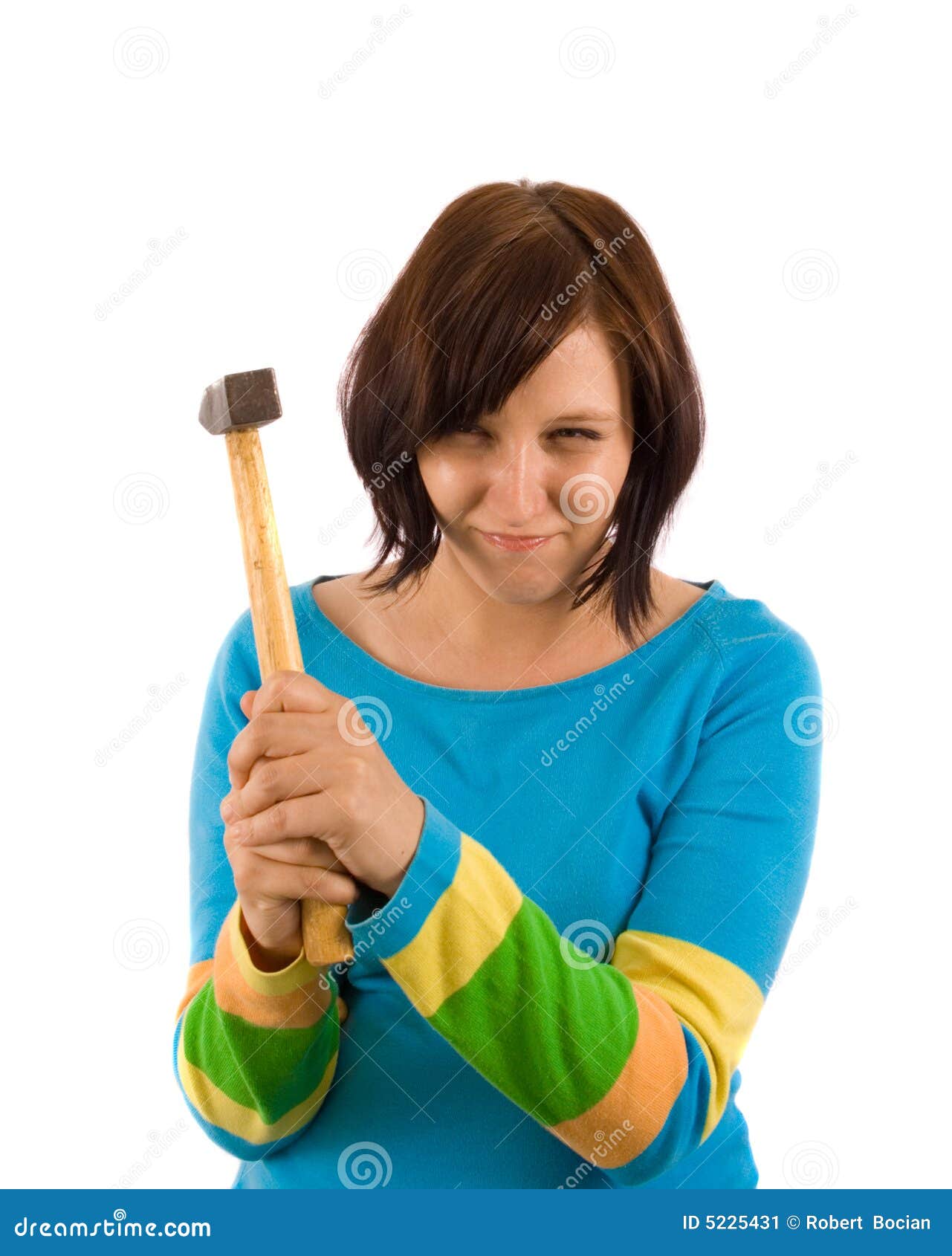 Woman with hammer stock image. Image of person, model - 5225431