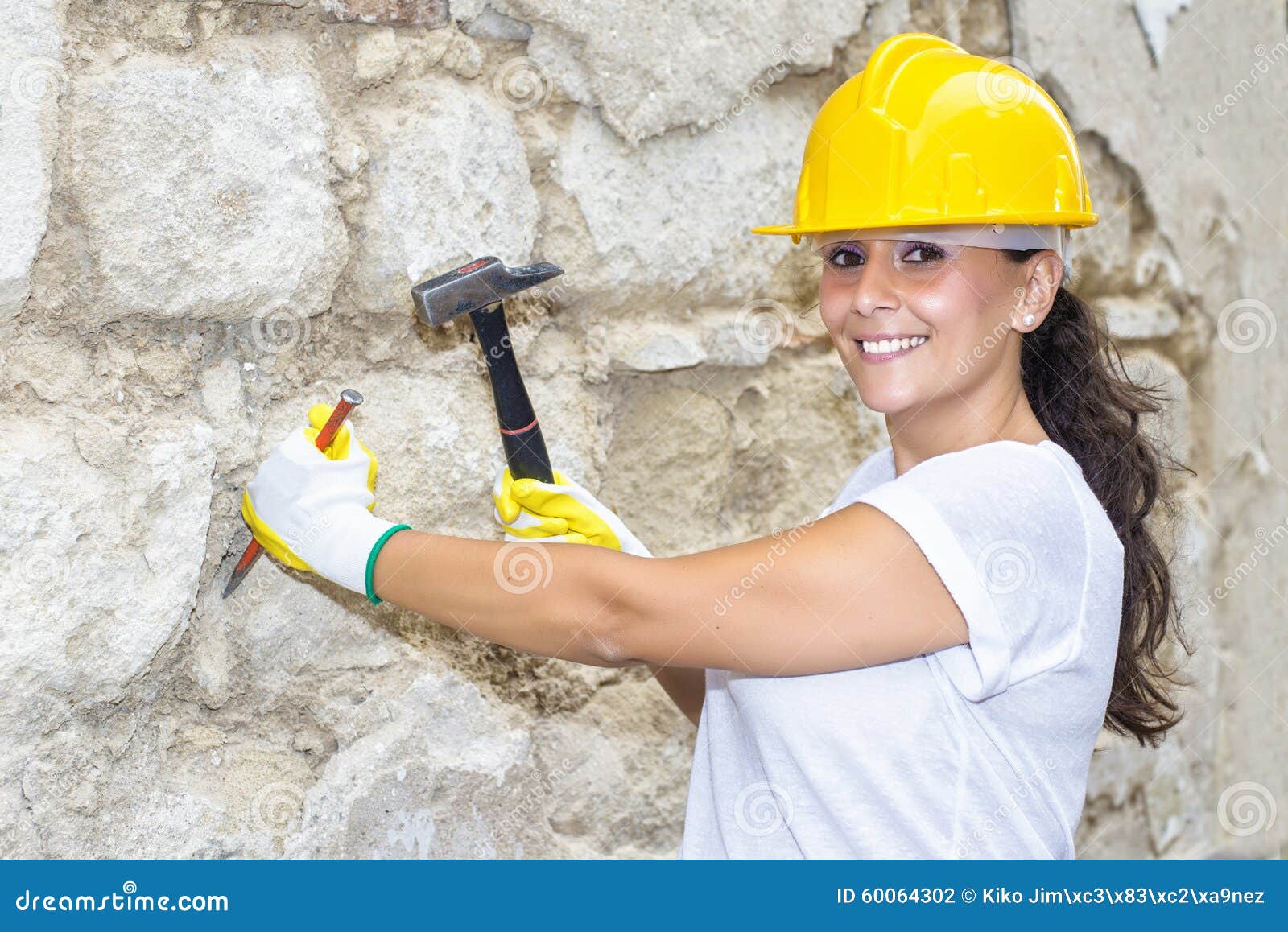 Woman with Hammer and Chisel Stock Photo - Image of caucasian ...