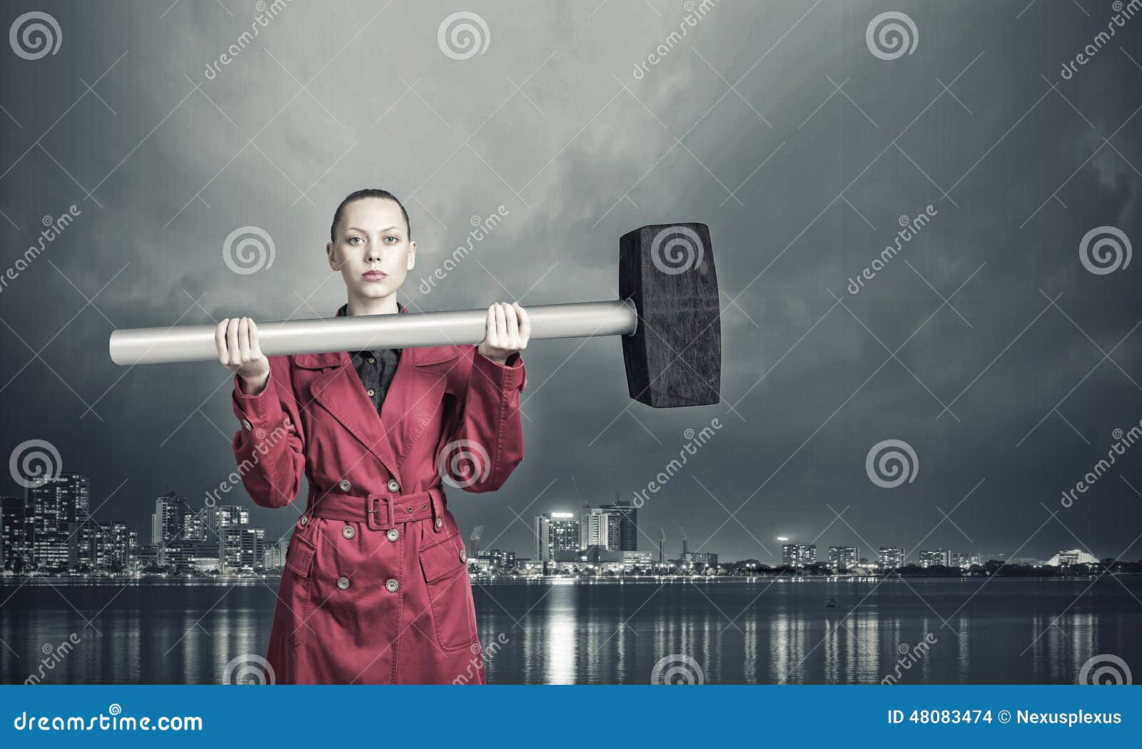 Woman with hammer stock photo. Image of hammer, break - 48083474