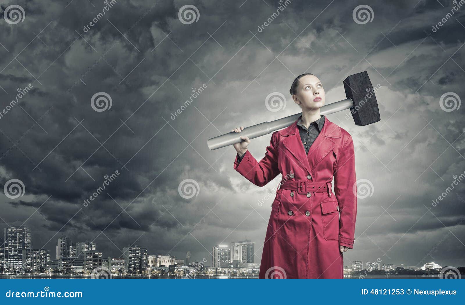 Woman with hammer stock image. Image of furious, destructive - 48121253