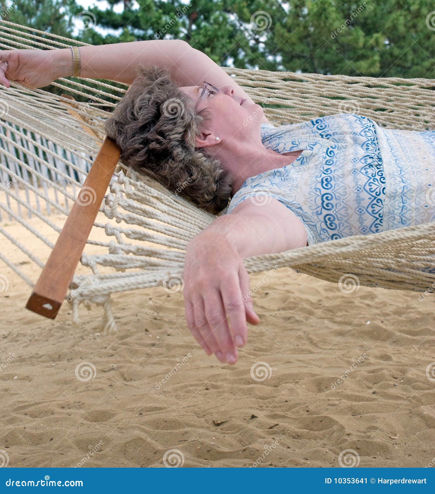 Woman in Hammock stock image. Image of fifties, dream - 10353641