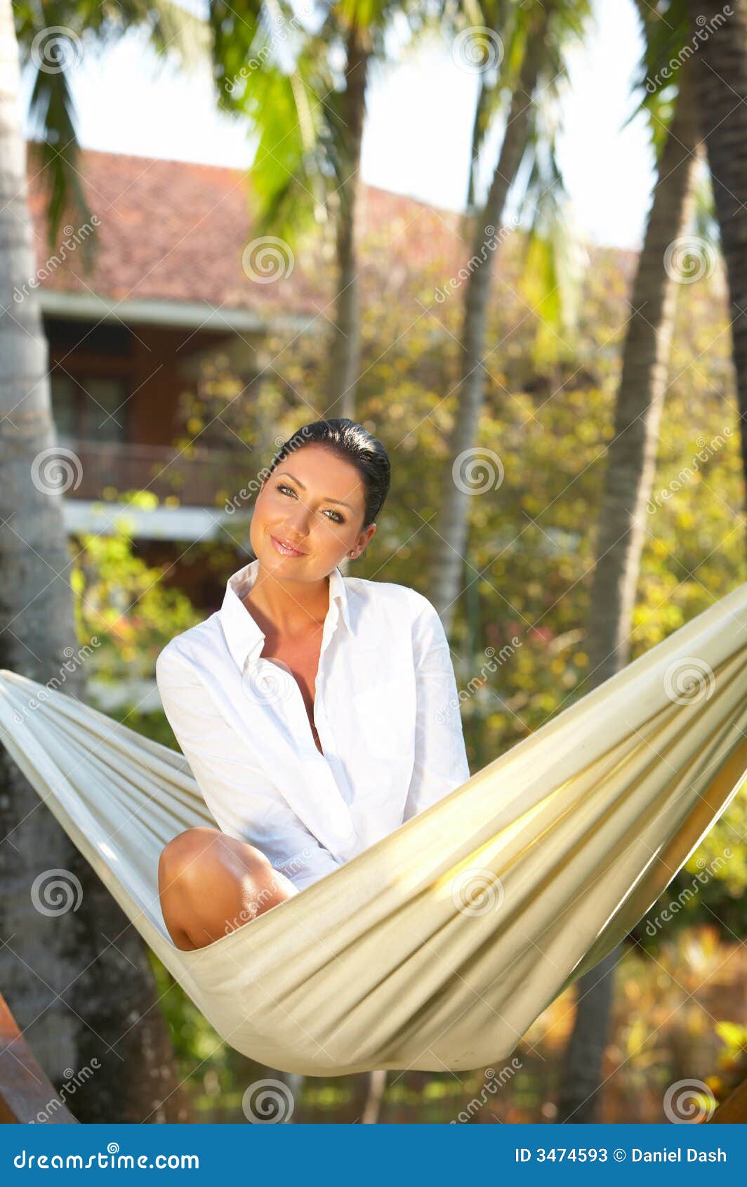 Woman on hammock stock image. Image of indonesia, exotic - 3474593