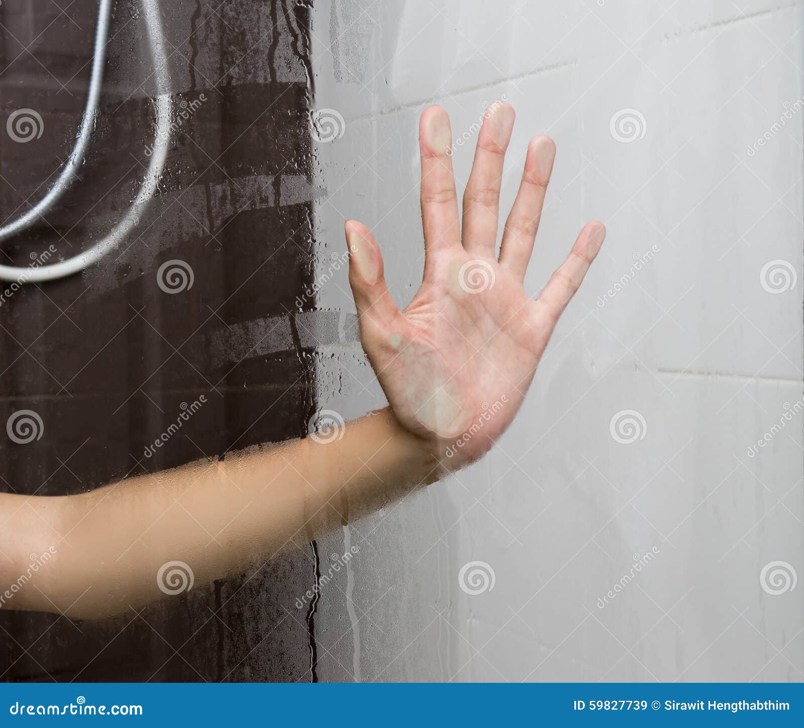 Woman hand behind glass 1 stock image. Image of woman - 59827739