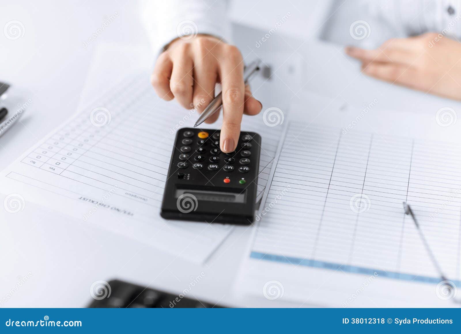 Woman Hand with Calculator and Papers Stock Photo - Image of busy ...