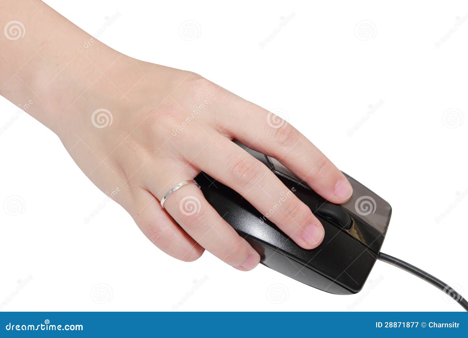 Woman hand click the mouse stock image. Image of closeup - 28871877