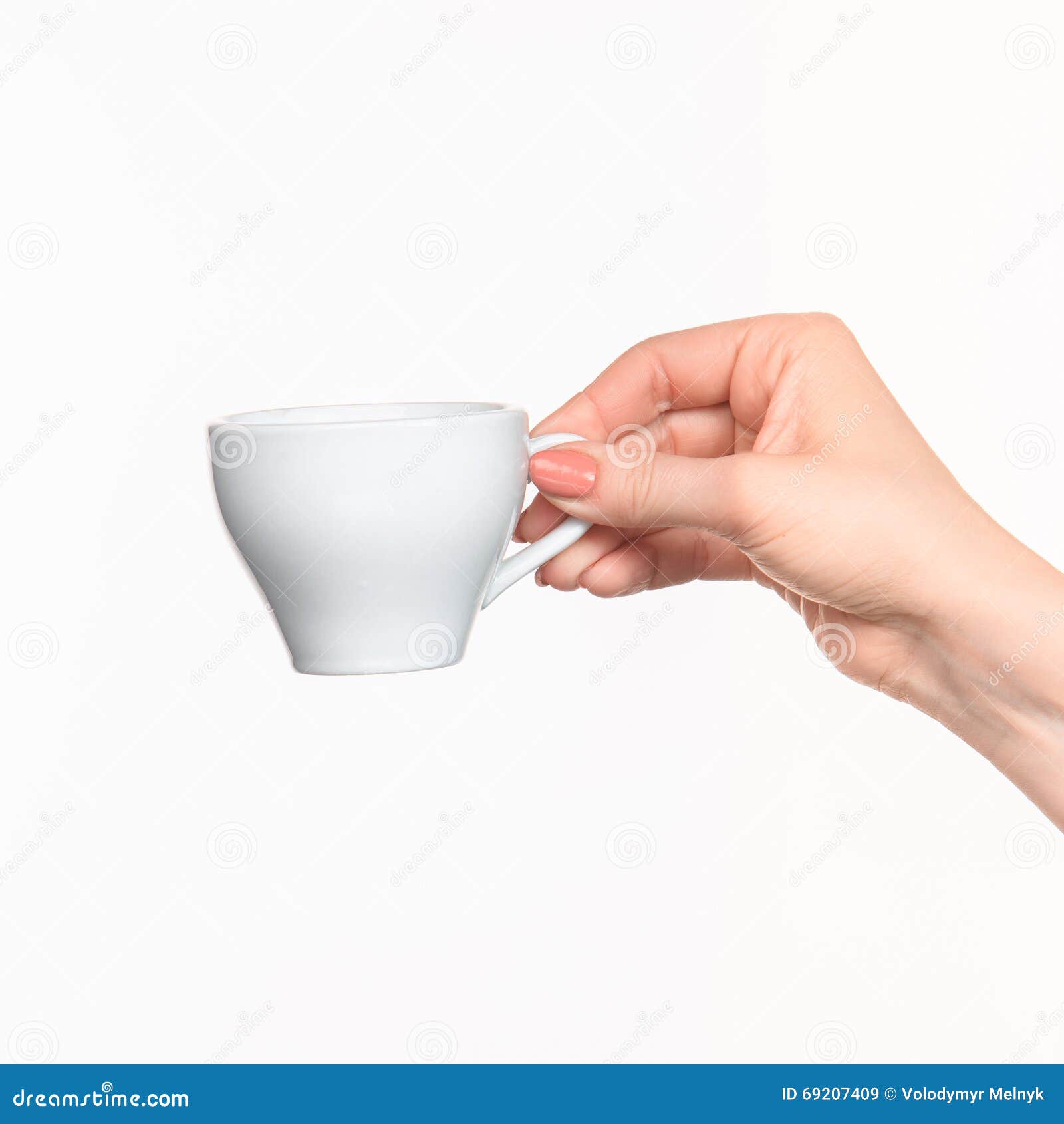 Woman Hand with Cup on White Background Stock Image - Image of object ...