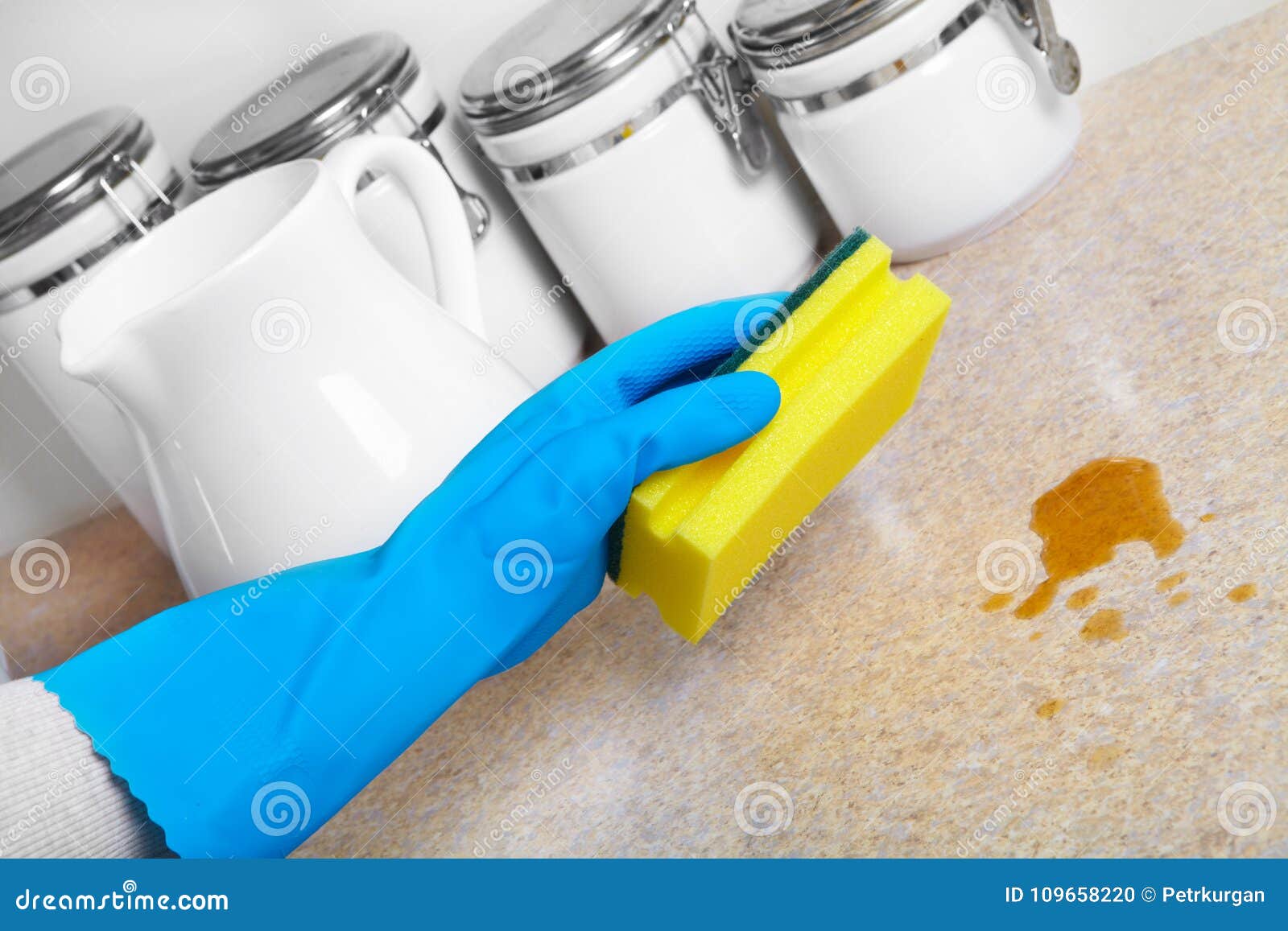 Cleaning dinner table stock photo. Image of person, desk - 109658220