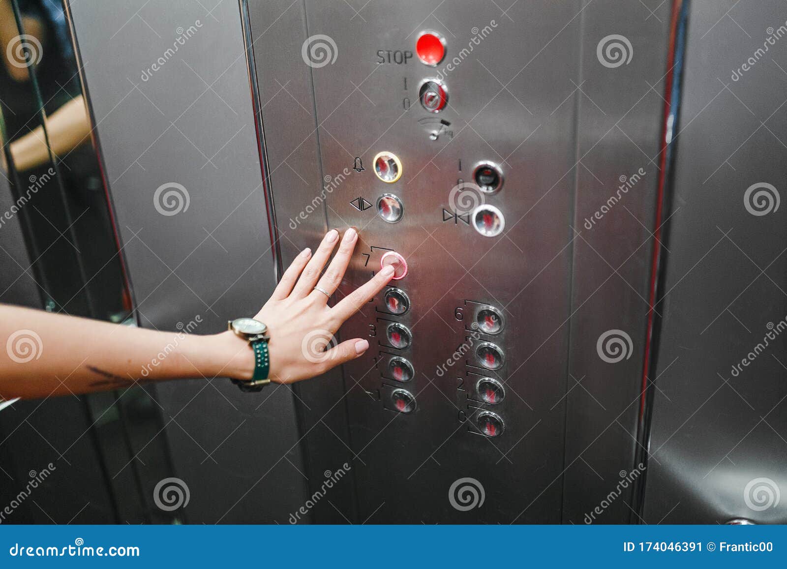 Woman Hand in the Elevator or Lift Pressing the Button To Get into the ... Woman Hand in the Elevator or Lift Pressing the Button To Get into the ...