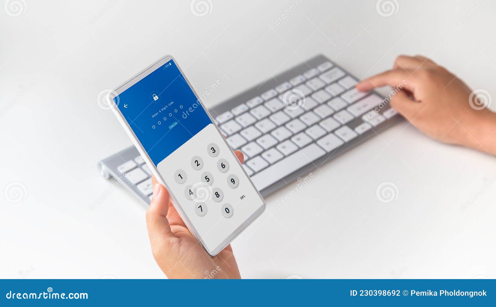 Woman Hand Enter Password For The Validation Process One Time Password Mobile Otp Secure
