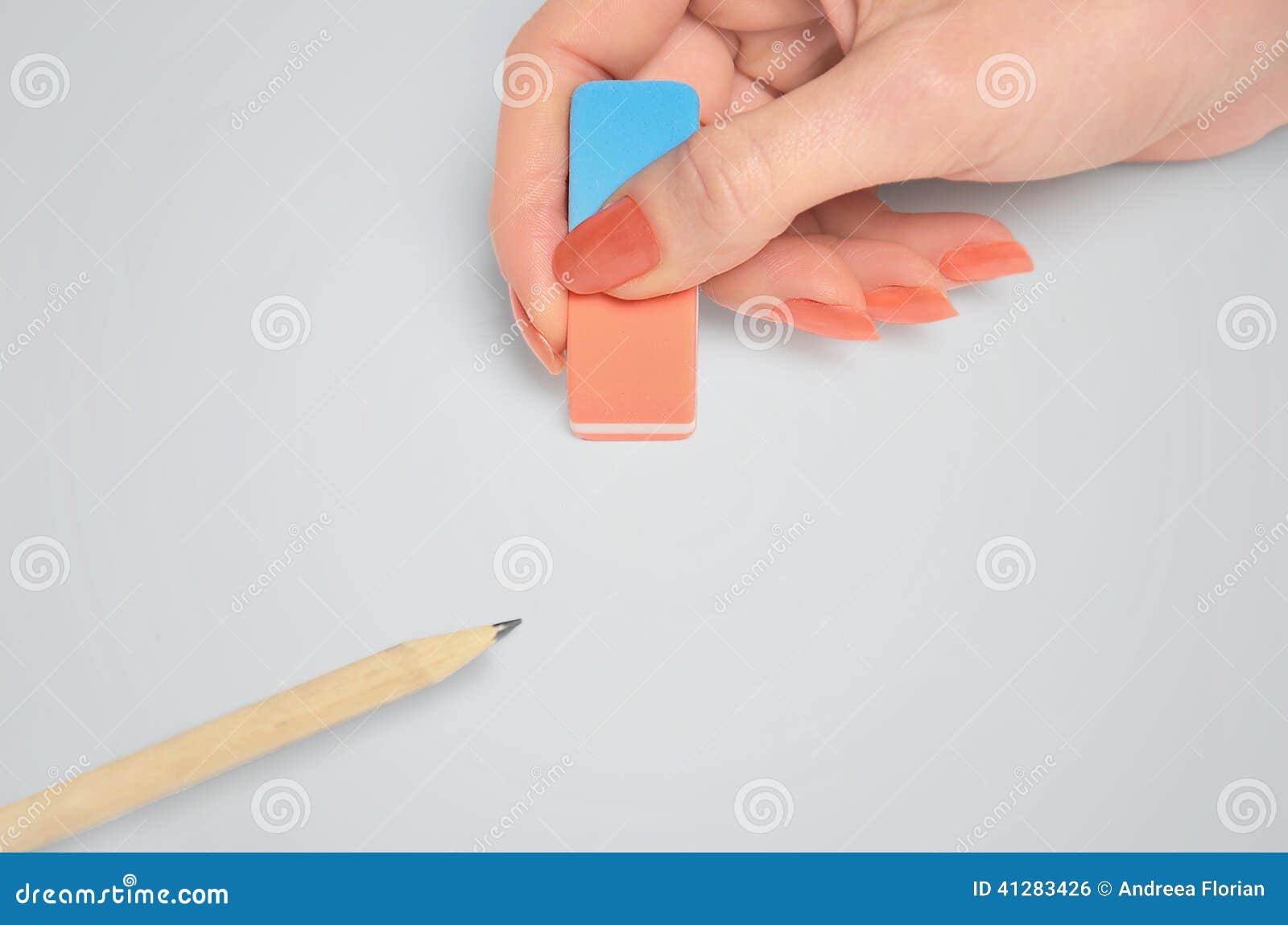 Woman hand erasing stock photo. Image of concept, closeup - 41283426