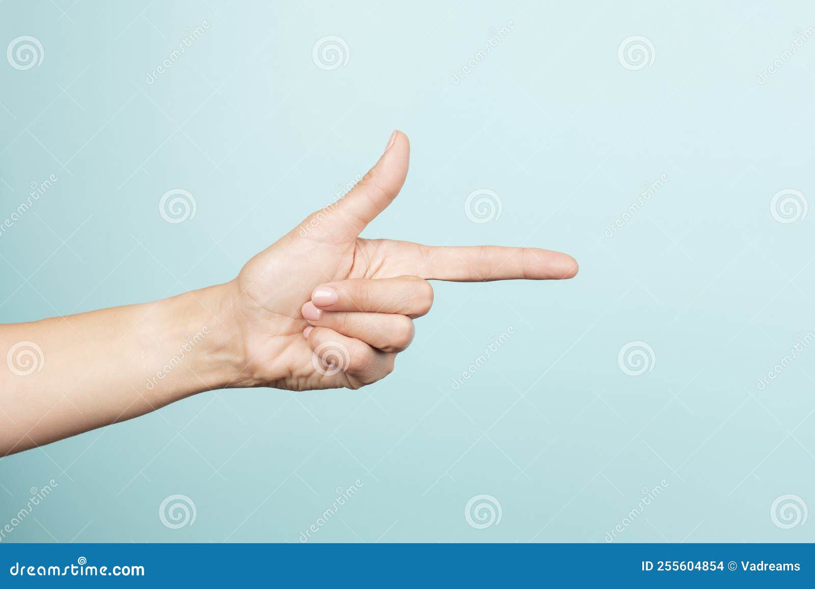 Woman Hand Pointing Gesture. Female Hand Points Finger at Something on ...