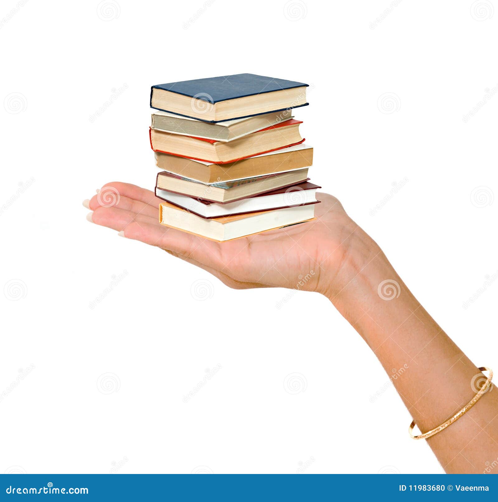 Woman Hand Giving Pile of Book Stock Photo - Image of science ...