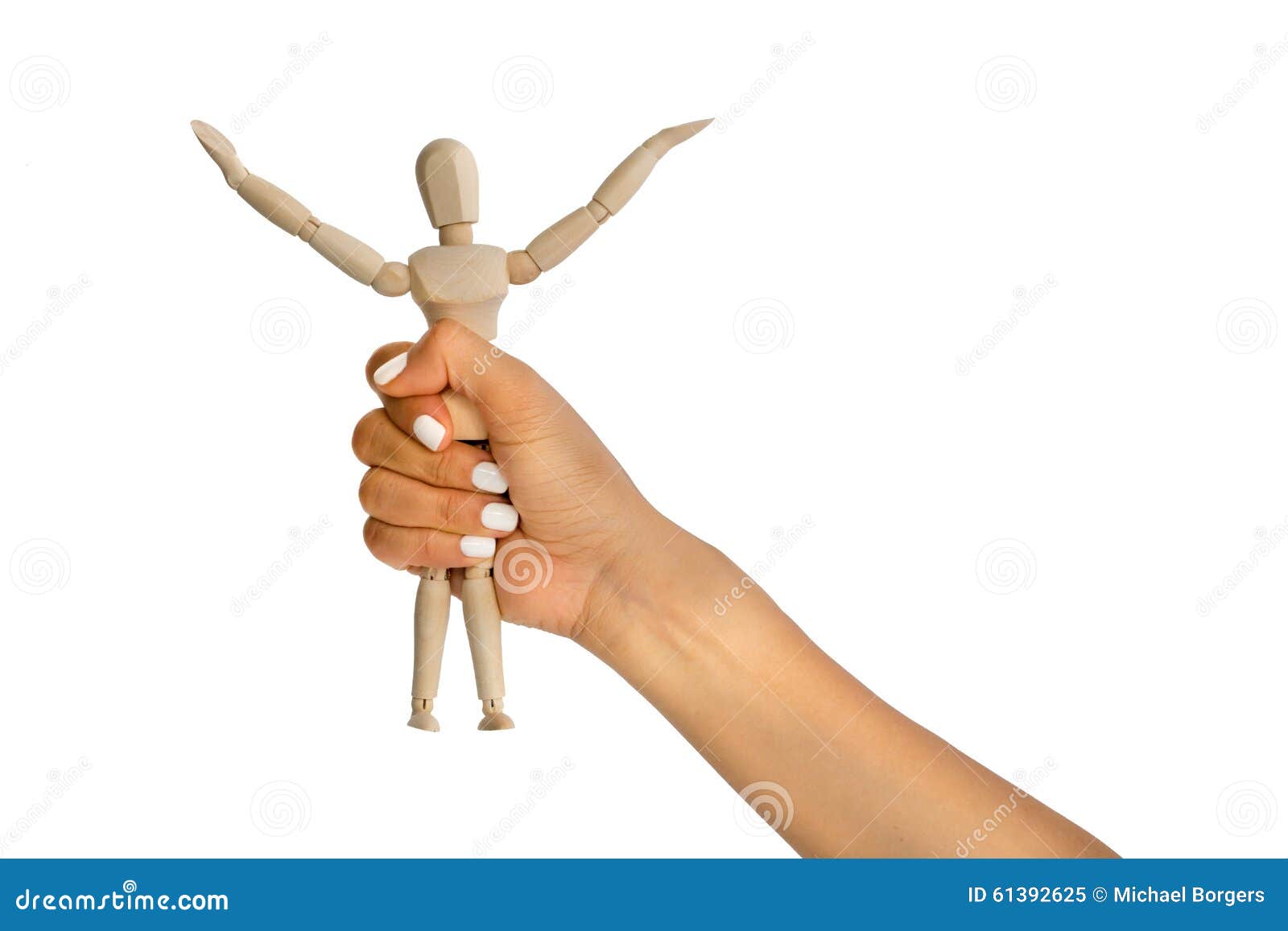 Woman Hand Grabs Little Puppet Stock Image - Image of doll, hold: 61392625