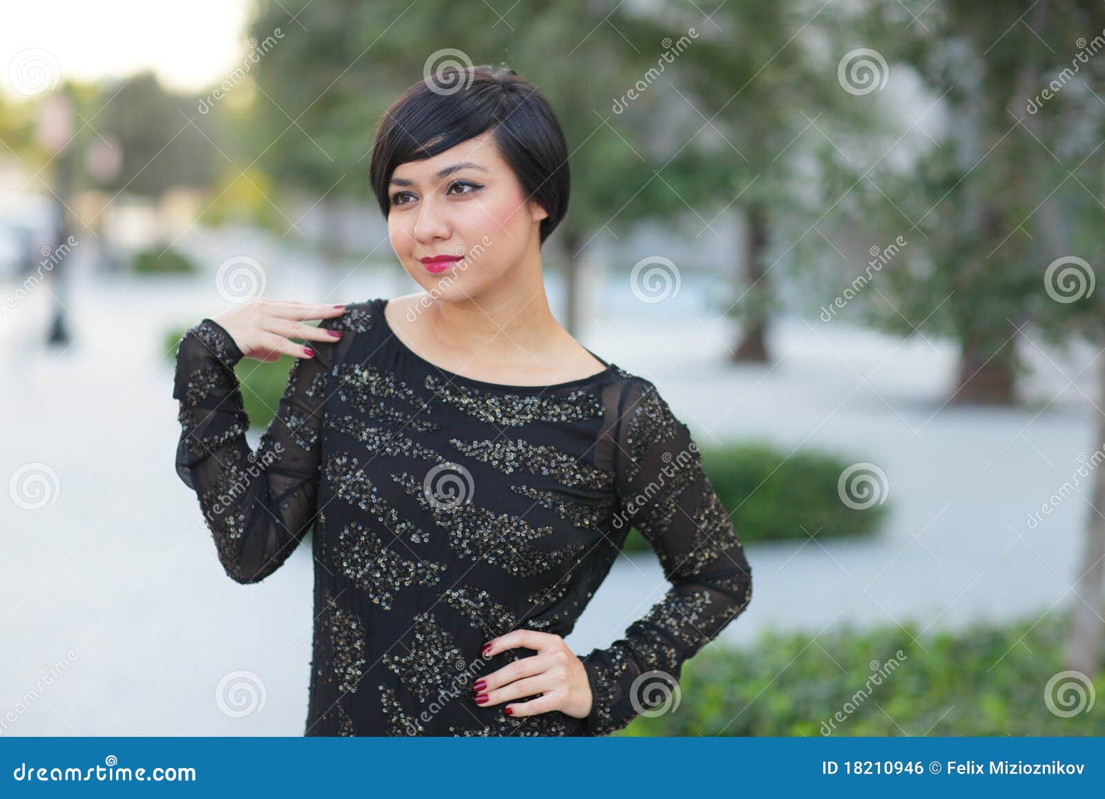 Woman with Hand on Her Shoulder Stock Photo - Image of twenties ...
