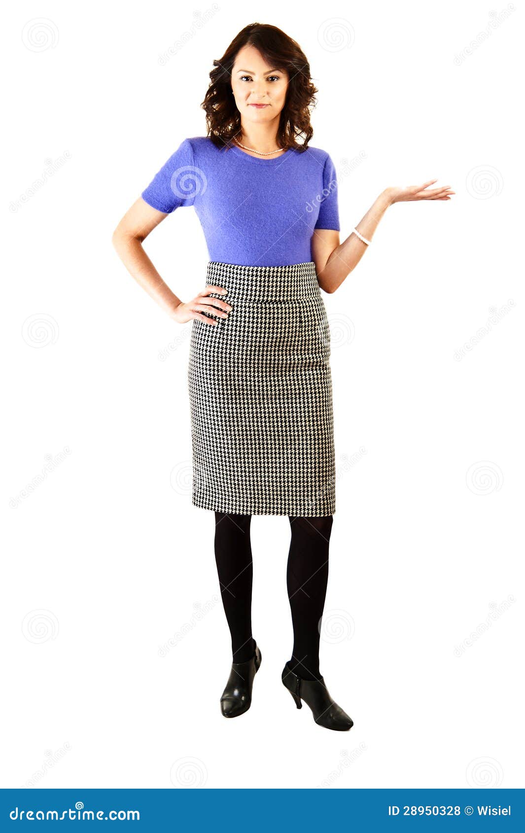 Woman with Hand by Her Side Holding or Pointing Stock Photo - Image of ...