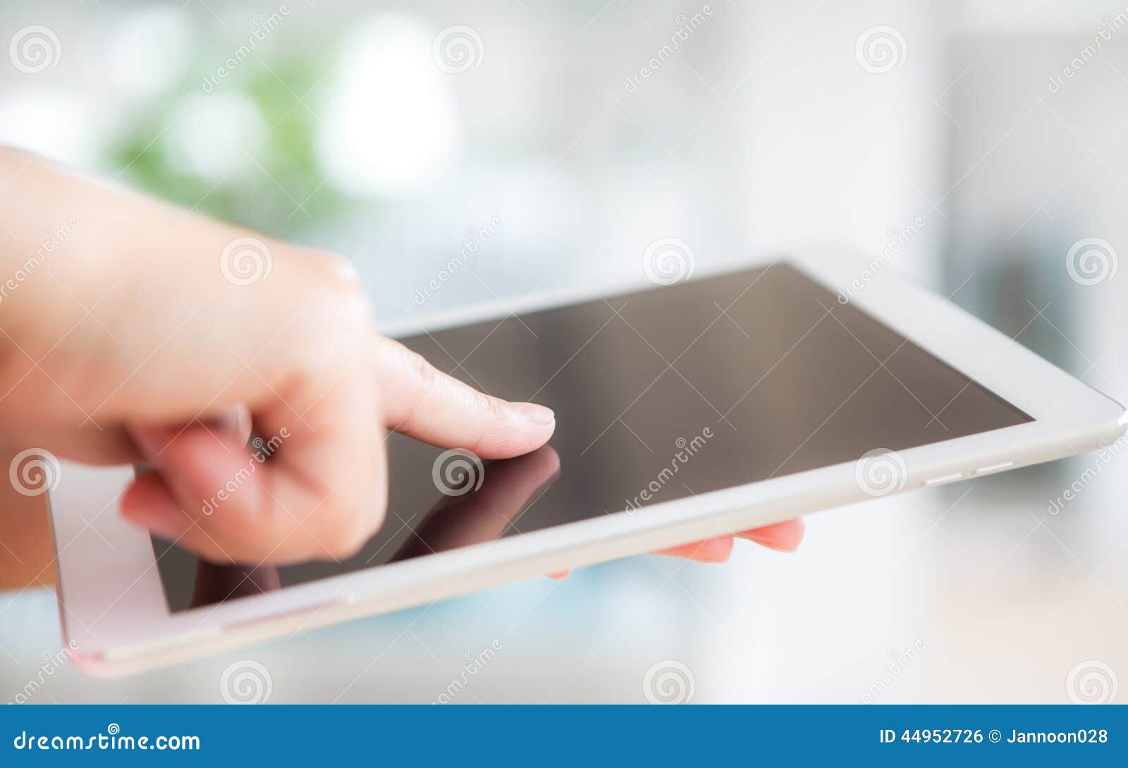 Woman Hand Hold White Tablet Stock Photo - Image of display, notebook ...