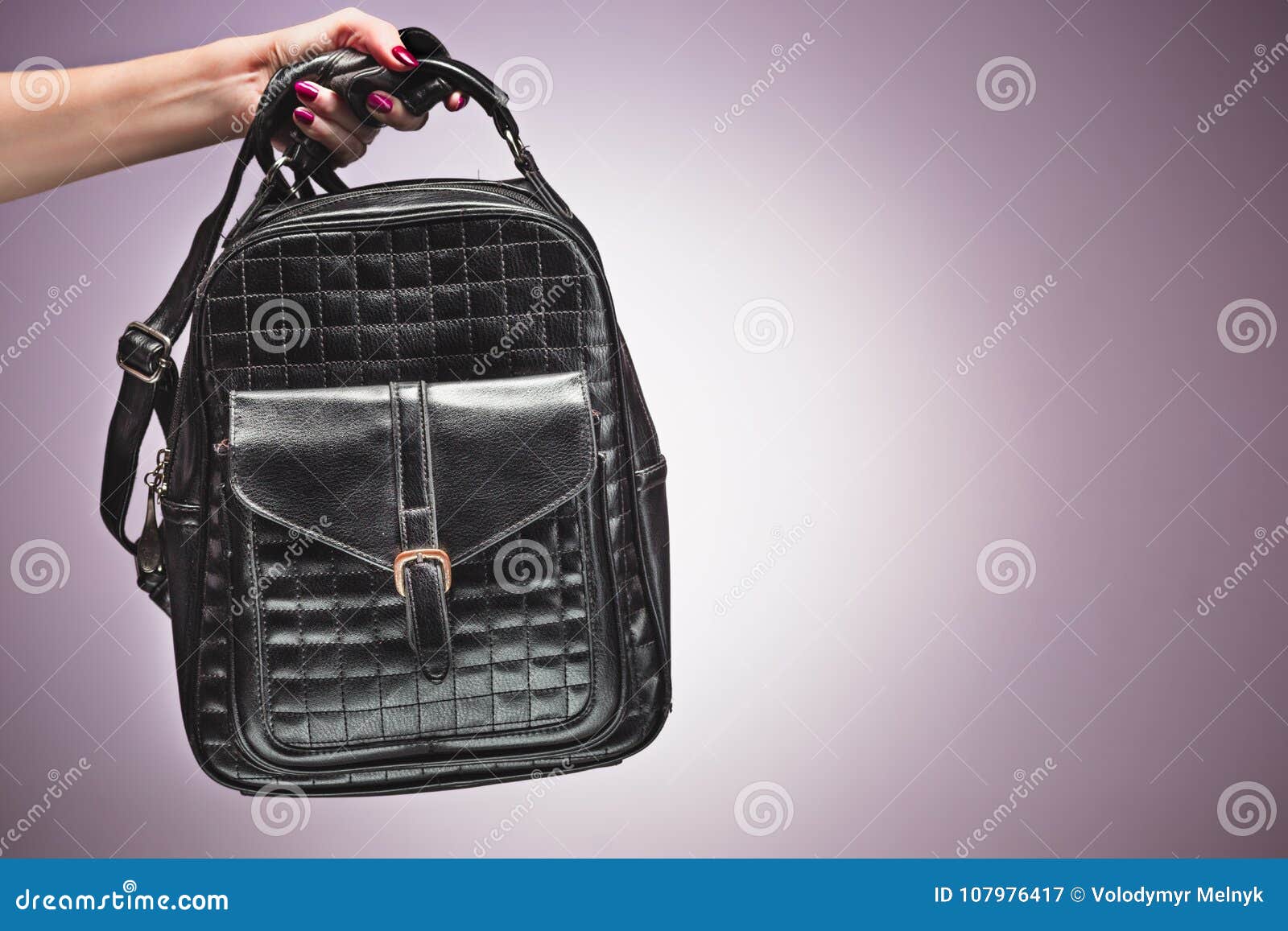 Woman Hand Holding Backpack Stock Image - Image of knapsack, childhood ...