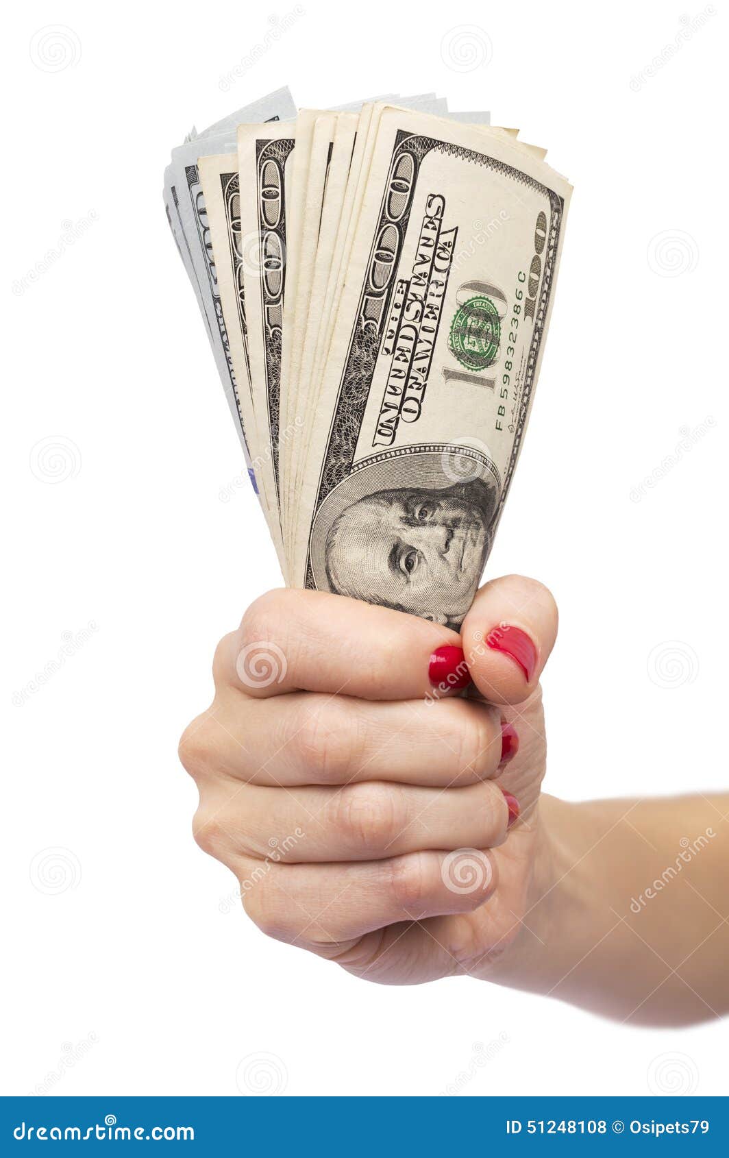 Woman Hand Holding Bundle of Dollars Stock Photo - Image of currency ...