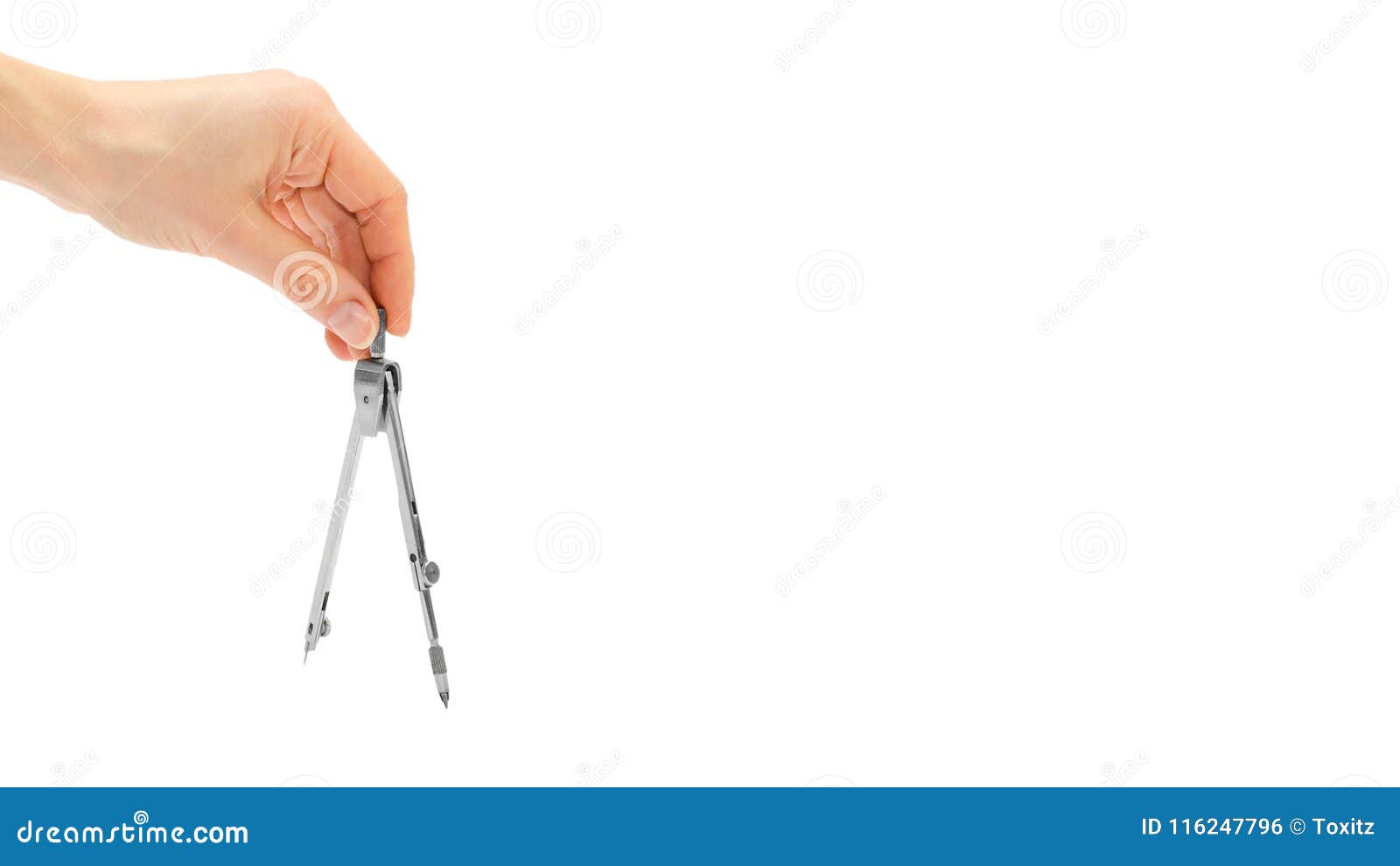 Woman Hand Holding Compass for Drawing. Isolated on White Background ...