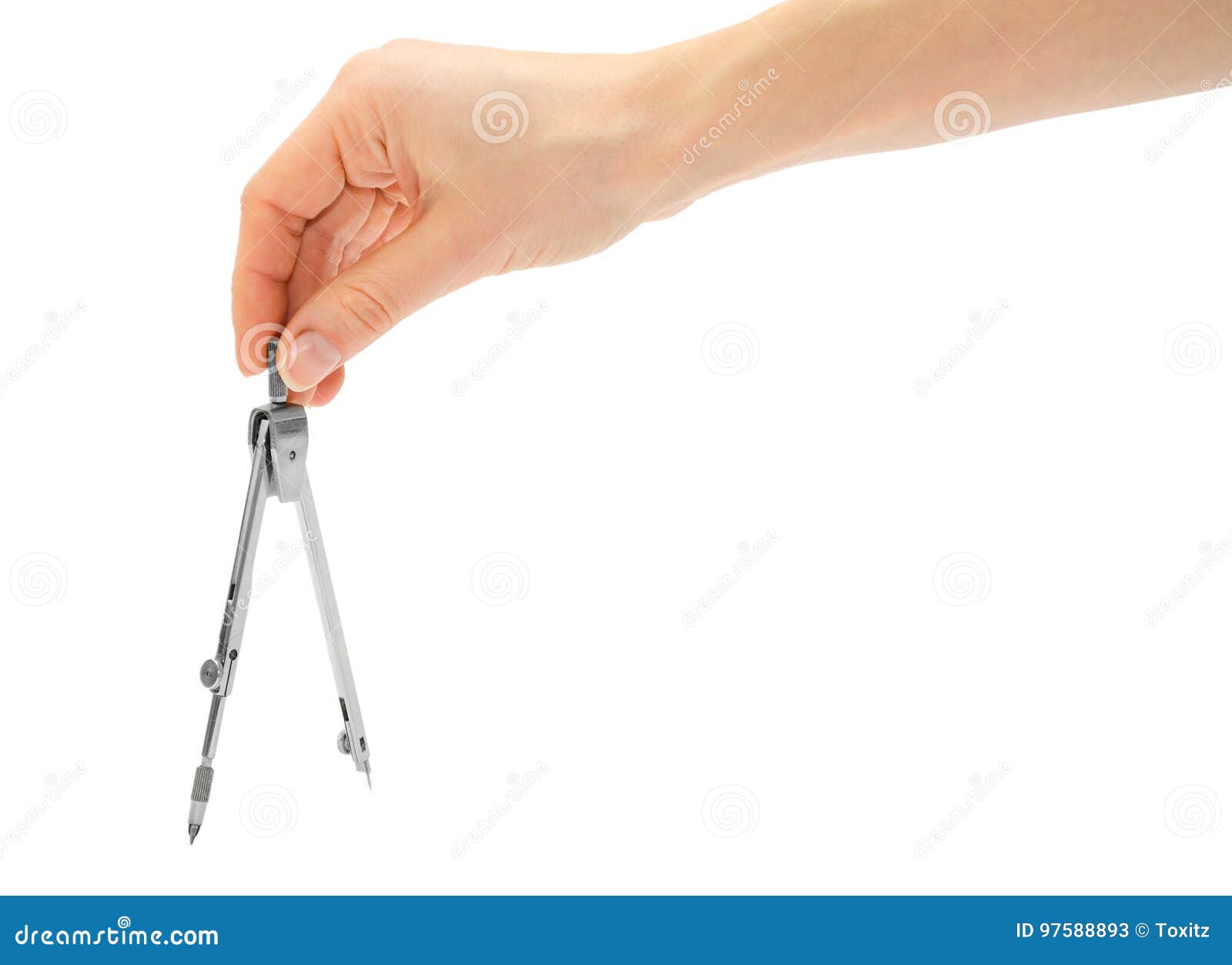 Woman Hand Holding Compass for Drawing. Stock Image - Image of closeup ...