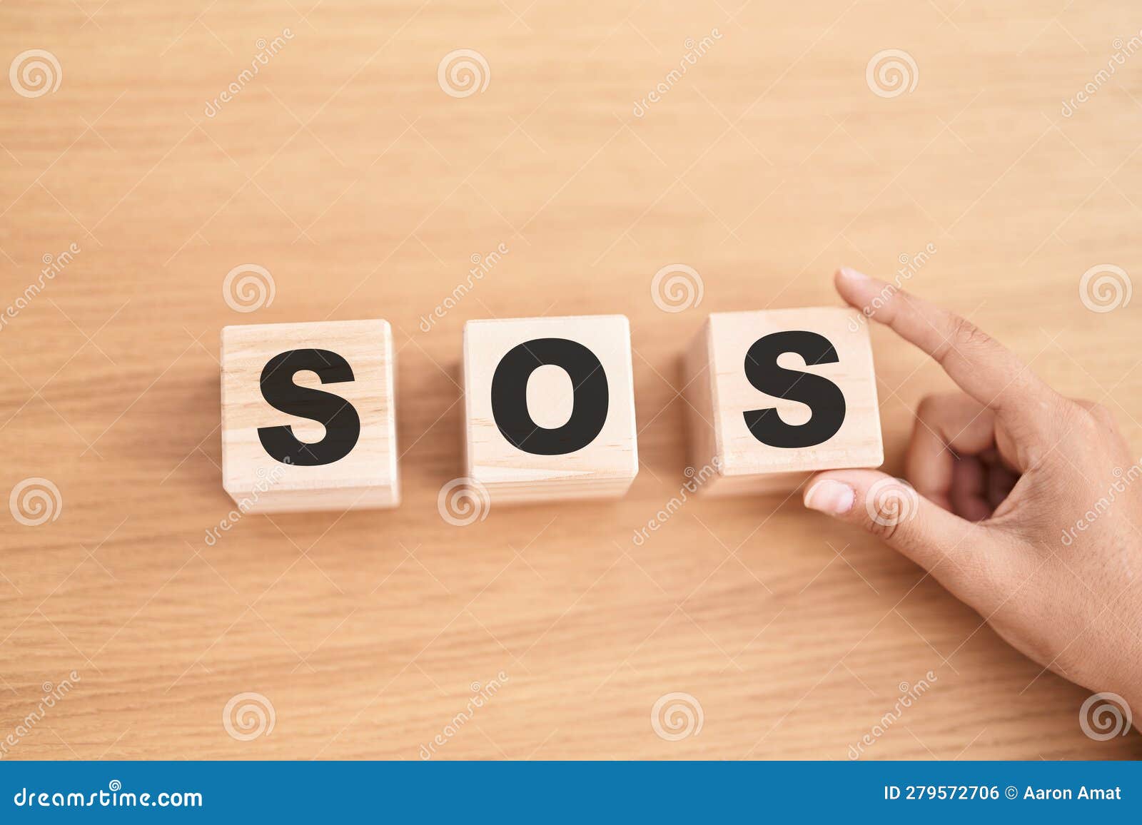 Woman Hand Holding Cubes with Sos Word on the Table Stock Photo - Image ...