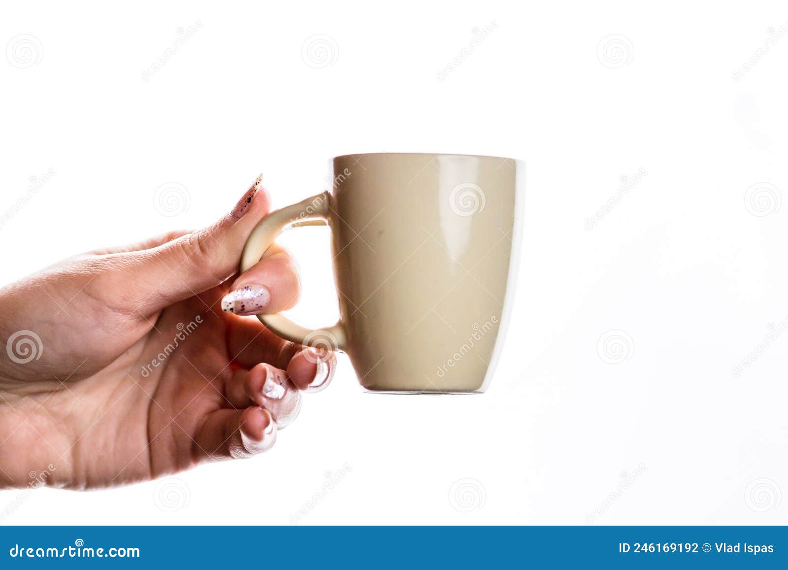 Woman Hand Holding a Cup Isolated on White Background Stock Photo ...