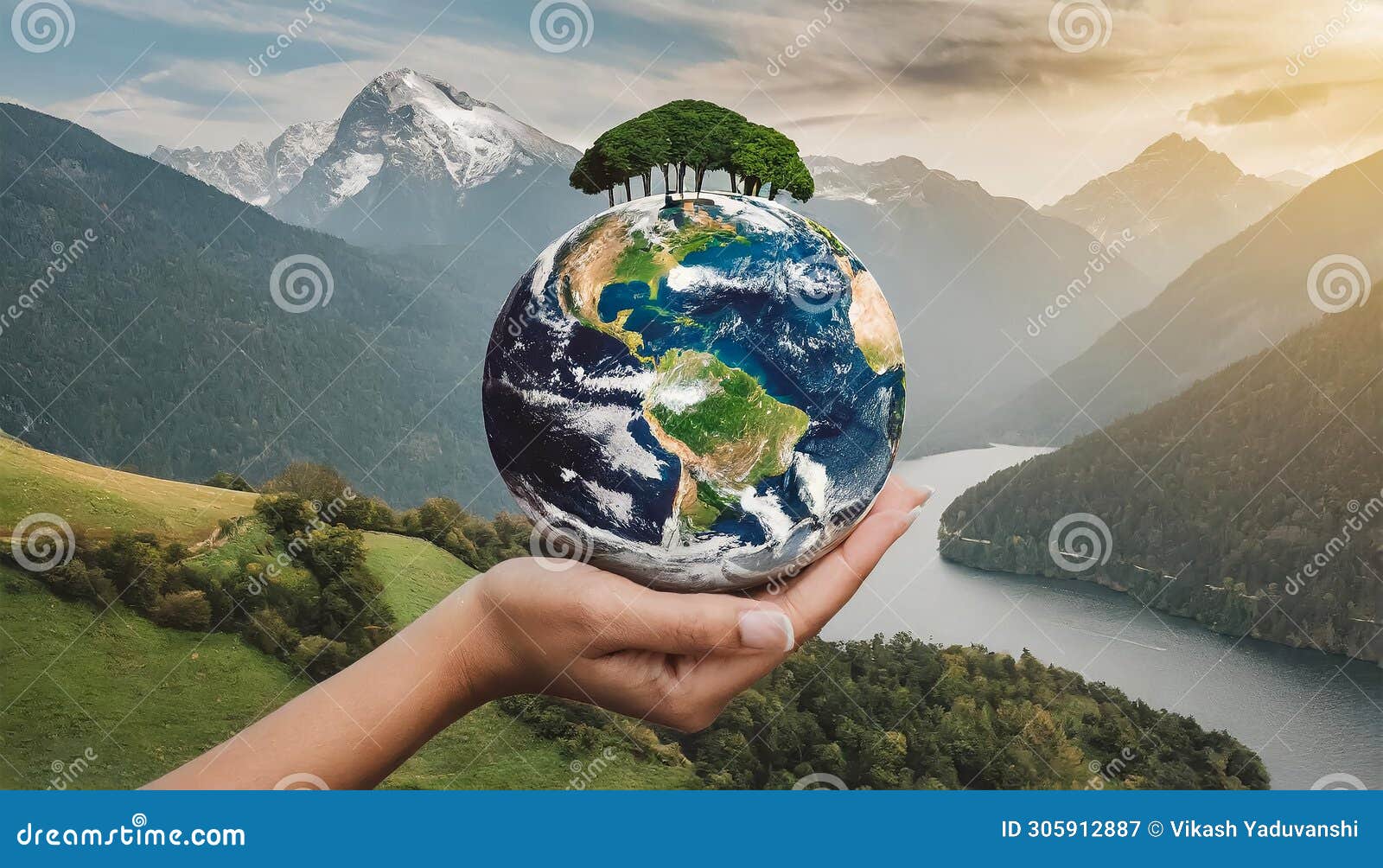 Woman Hand Holding Earth Save Planet Earth Day Stock Illustration ...