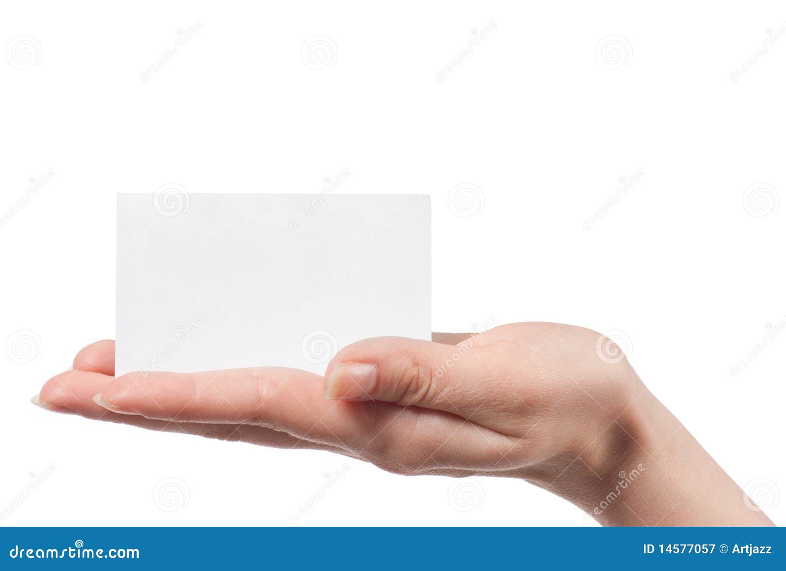 Woman Hand Holding Empty Visiting Card Stock Image - Image of human ...
