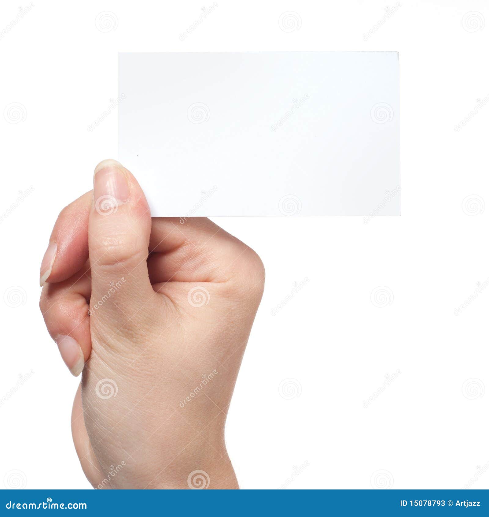 Woman Hand Holding Empty Visiting Card Stock Image - Image of border ...