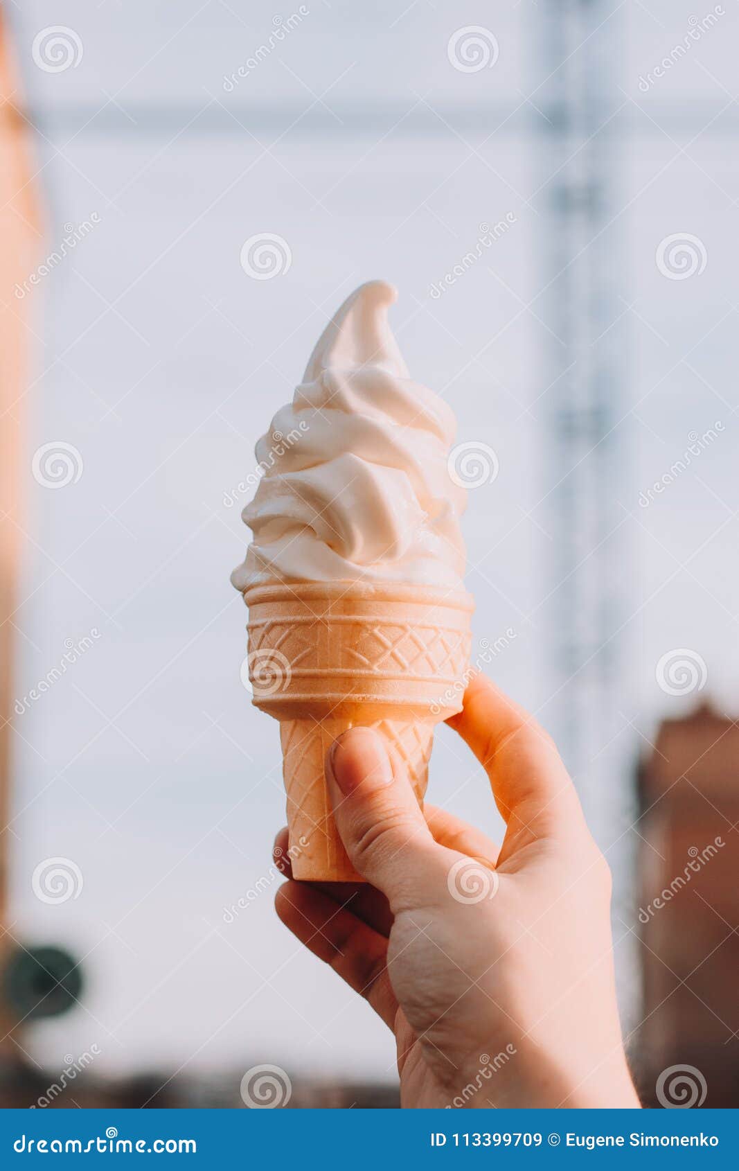 Woman Hand Holding An Ice Cream Cone Stock Image Image Of Pink