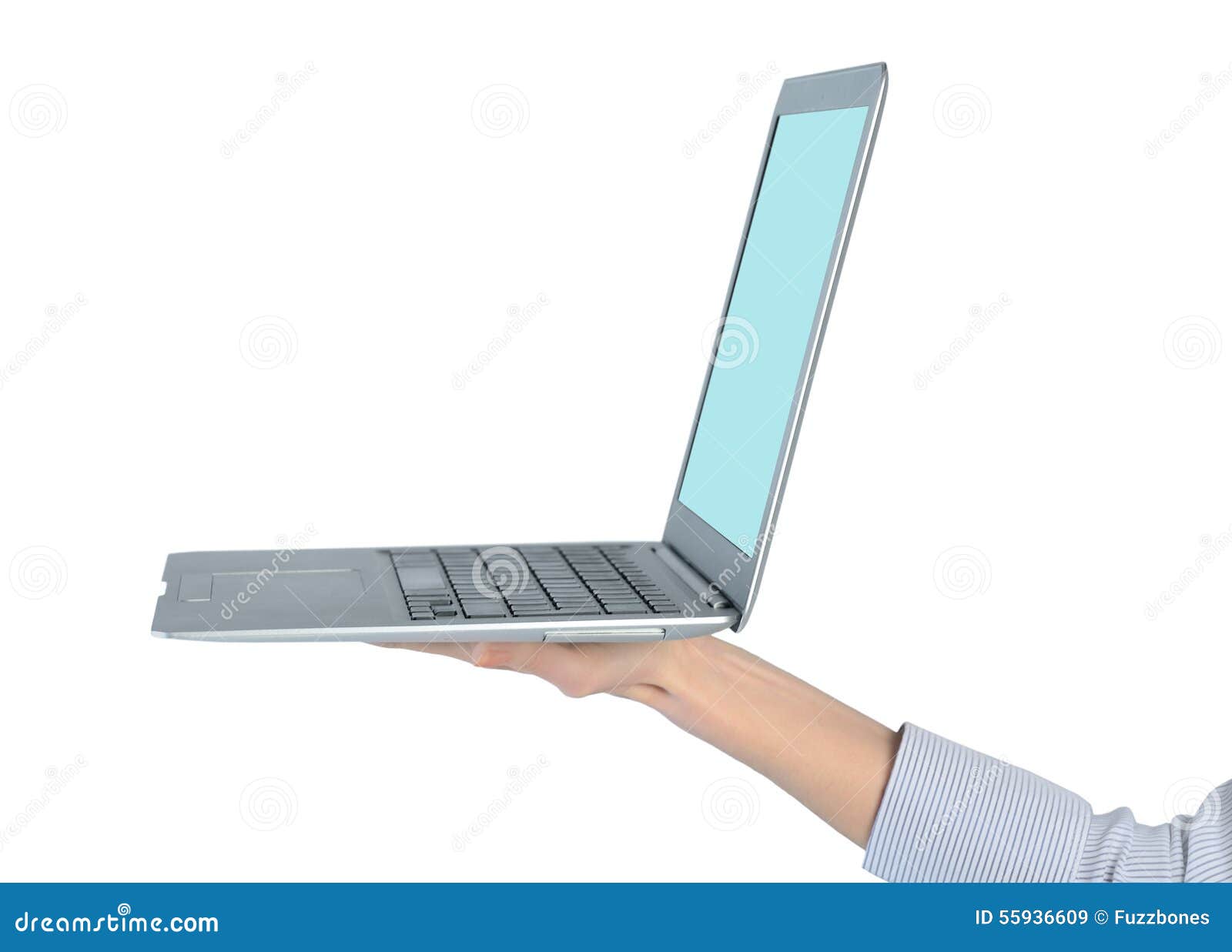 Woman hand holding laptop stock image. Image of display - 55936609