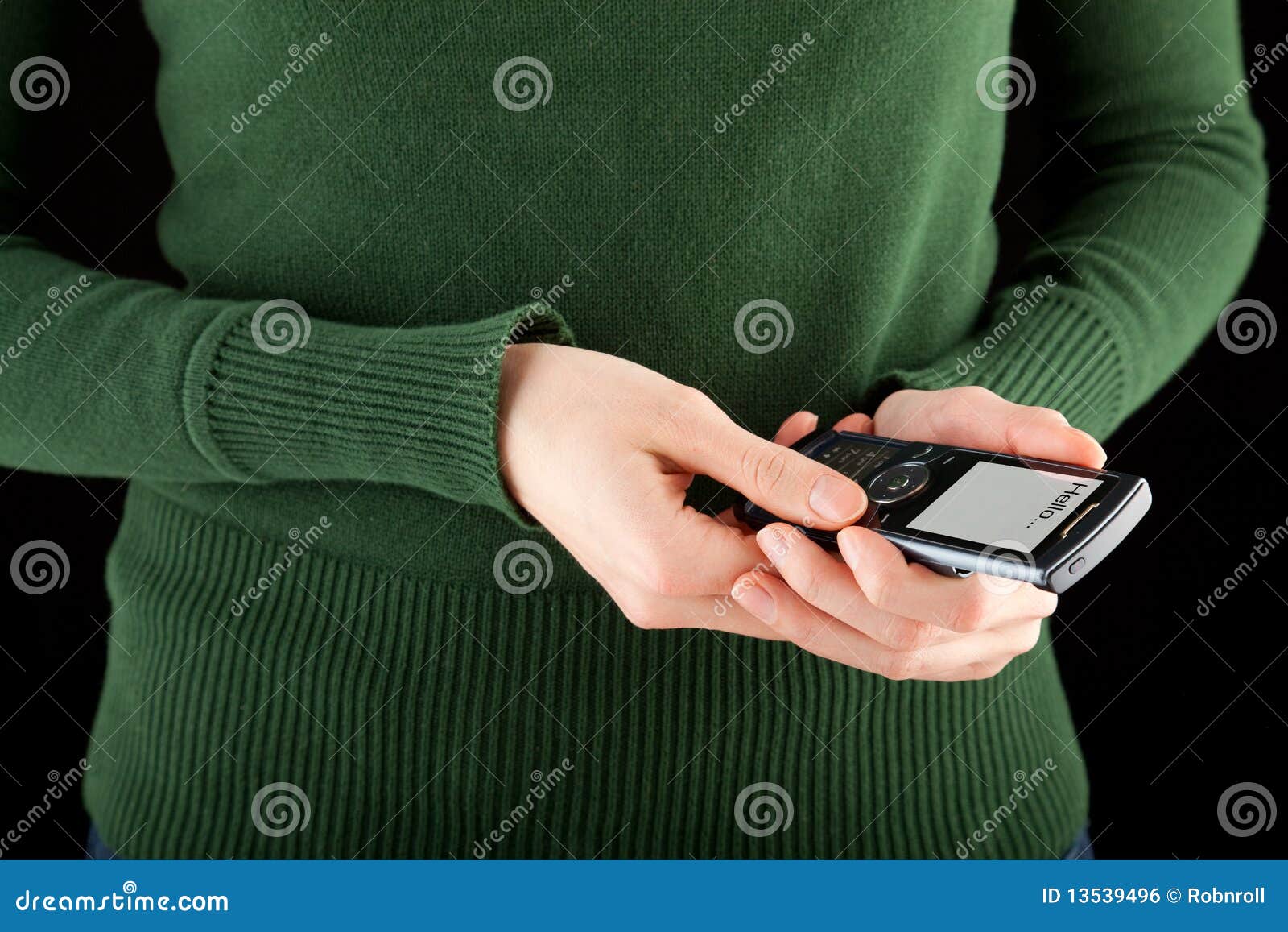 Woman Hand Holding a Mobile Phone Typing a Sms Stock Photo - Image of ...