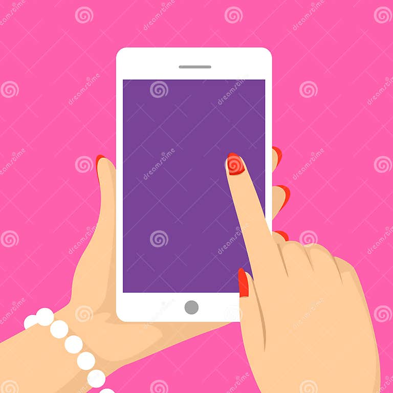 Woman Hand Holding Mobile Phone Stock Vector Illustration Of