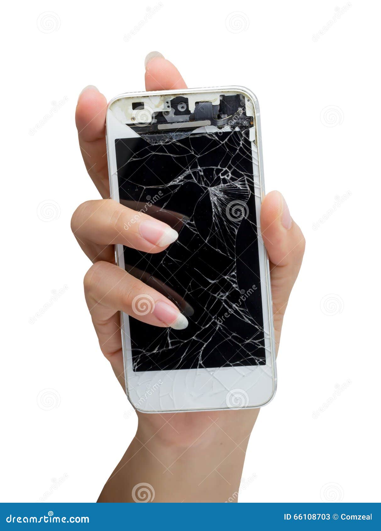 Woman Hand Holding Mobile Smartphone with Broken Screen Stock Image ...