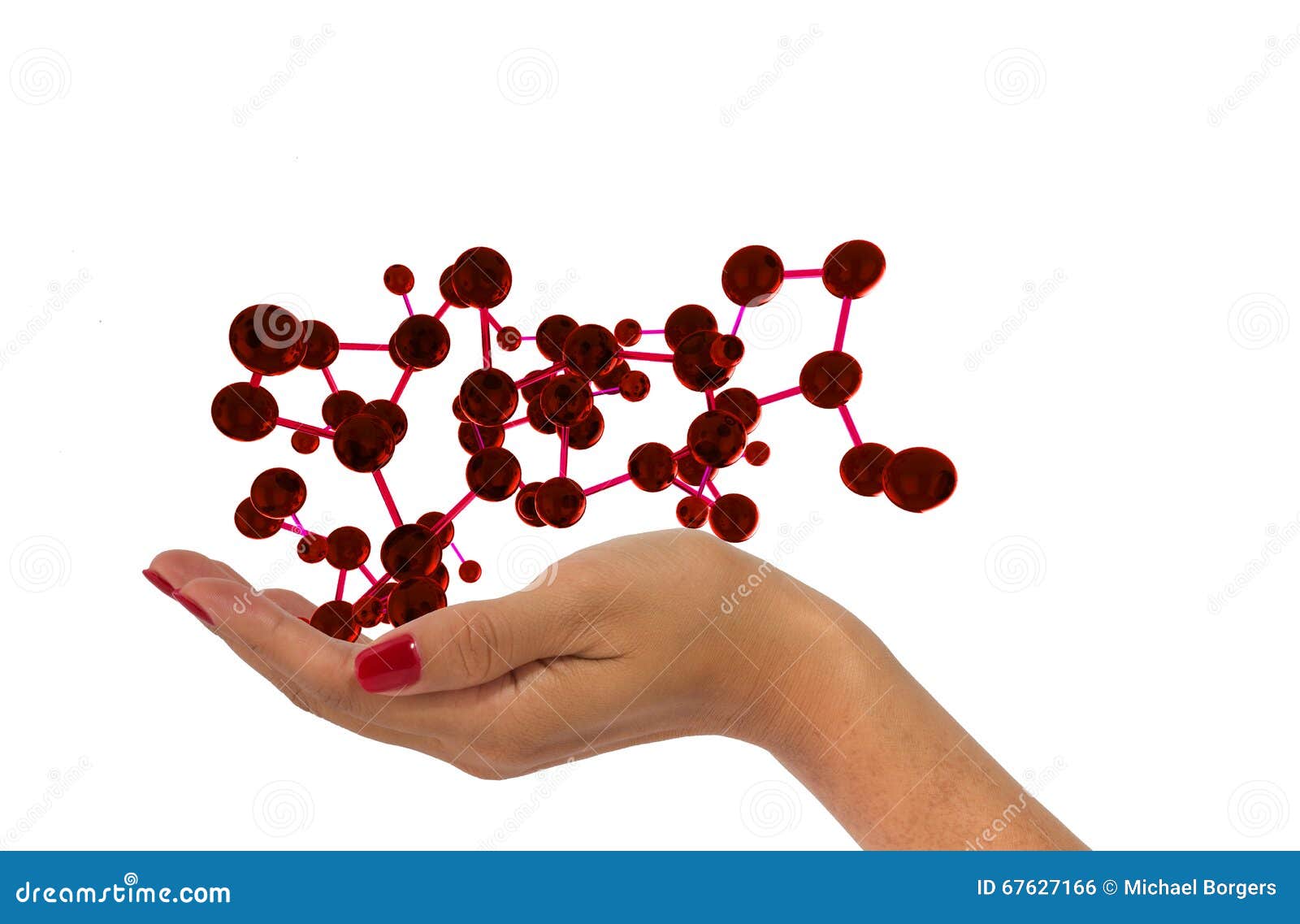 Woman Hand Holding Molecule Stock Illustration - Illustration of ...