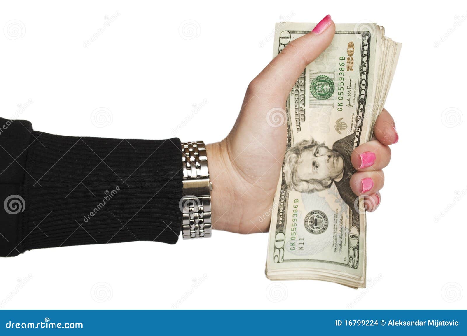 Woman hand holding money stock photo. Image of human - 16799224