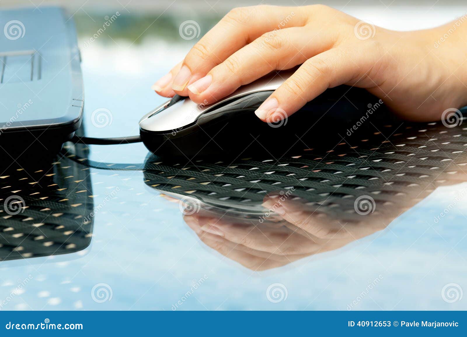 Woman hand holding mouse stock image. Image of concept - 40912653